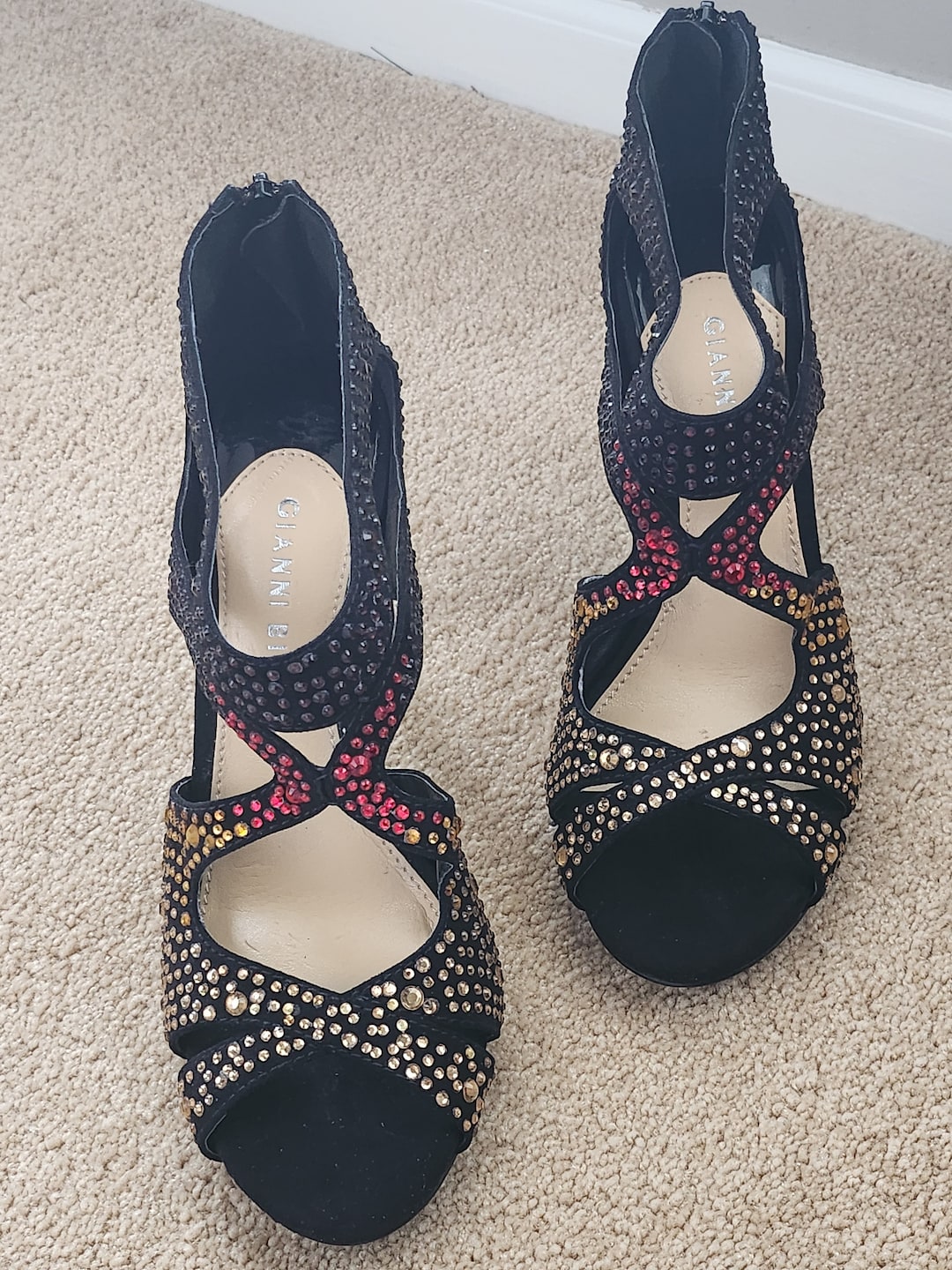 Gianni Bini Sexy Gem Dazzled Black High Heel Shoes-8m NEW NEVER WORN ...