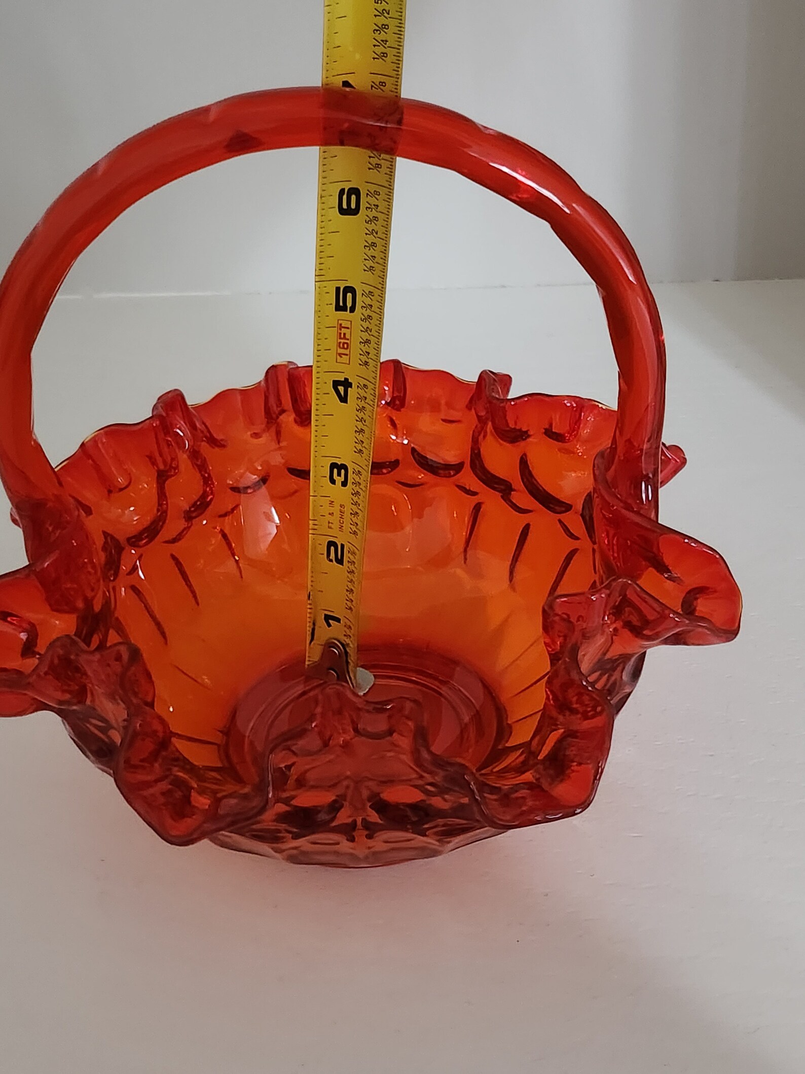Vintage Fenton Thumbprint Amberina Basket With Ruffled Edges - Etsy