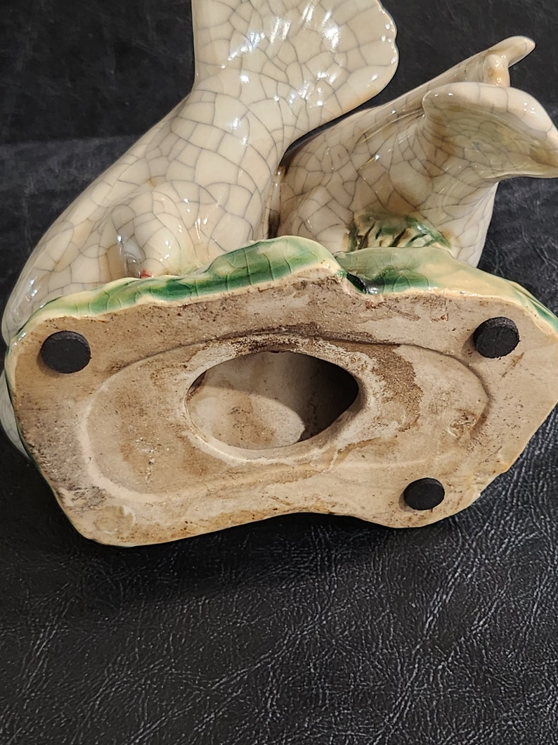 Antique Chinese Crackle Glazed Porcelain Turtle Doves Art Prottery ...