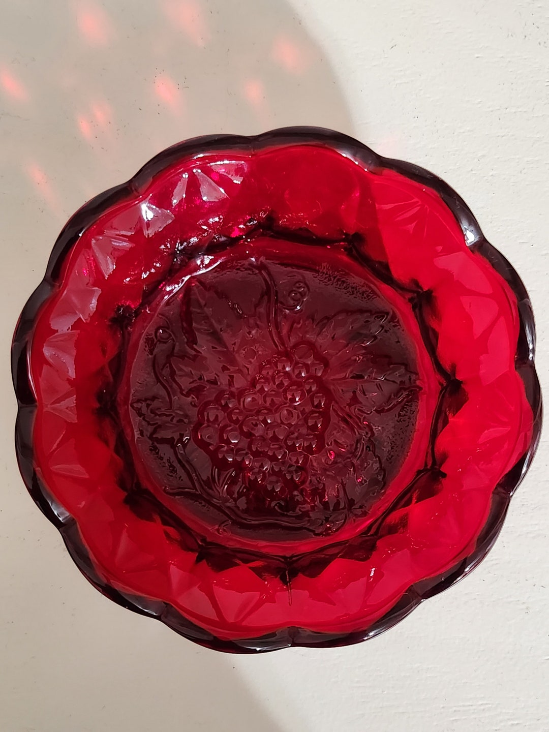 Fenton Ruby Red Grape Motive Nut or Candy Dish - Etsy