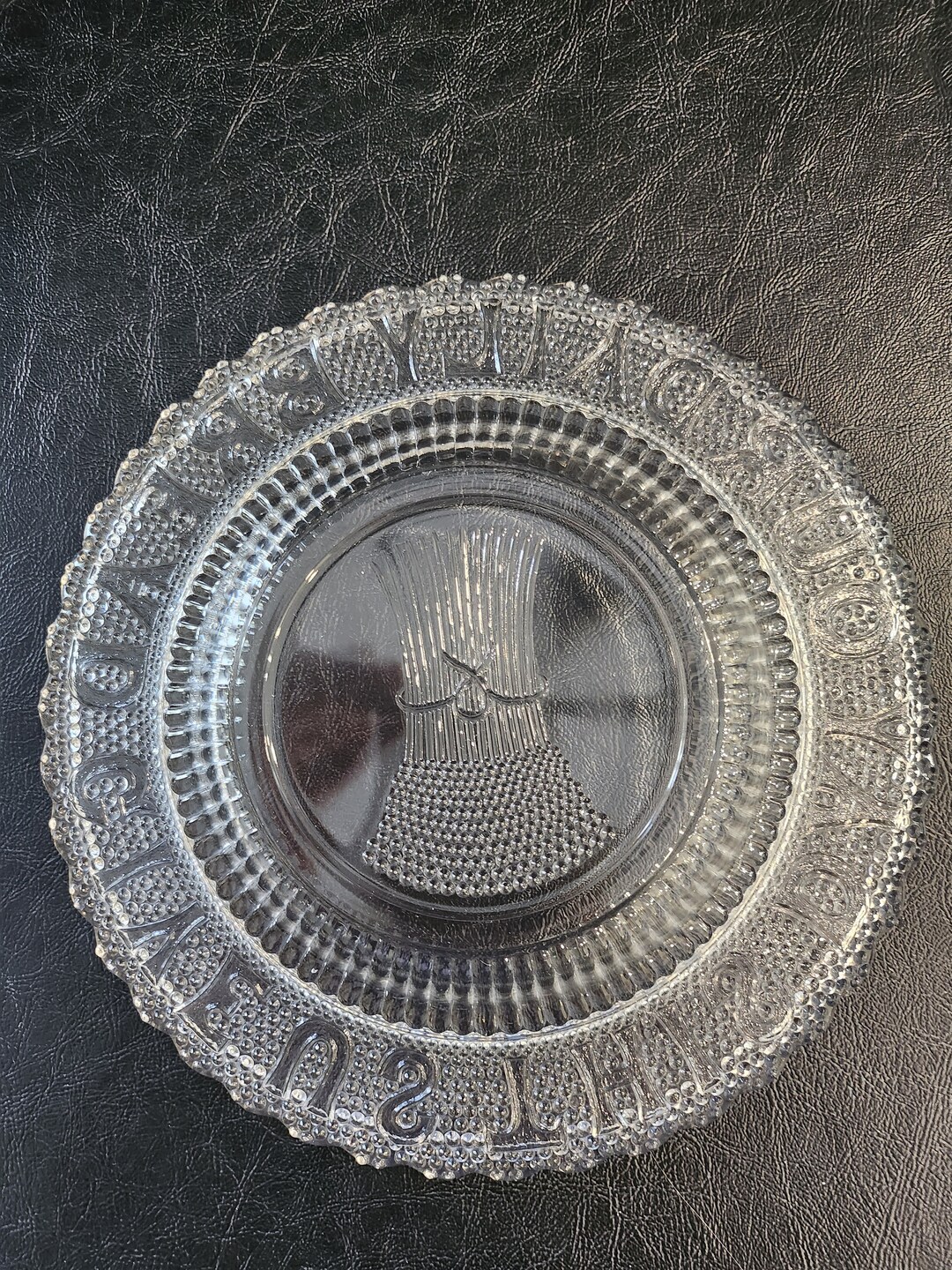 Antique EAPG Bread Plate: Wheat & Dewdrop Pattern, 10" Round - Etsy