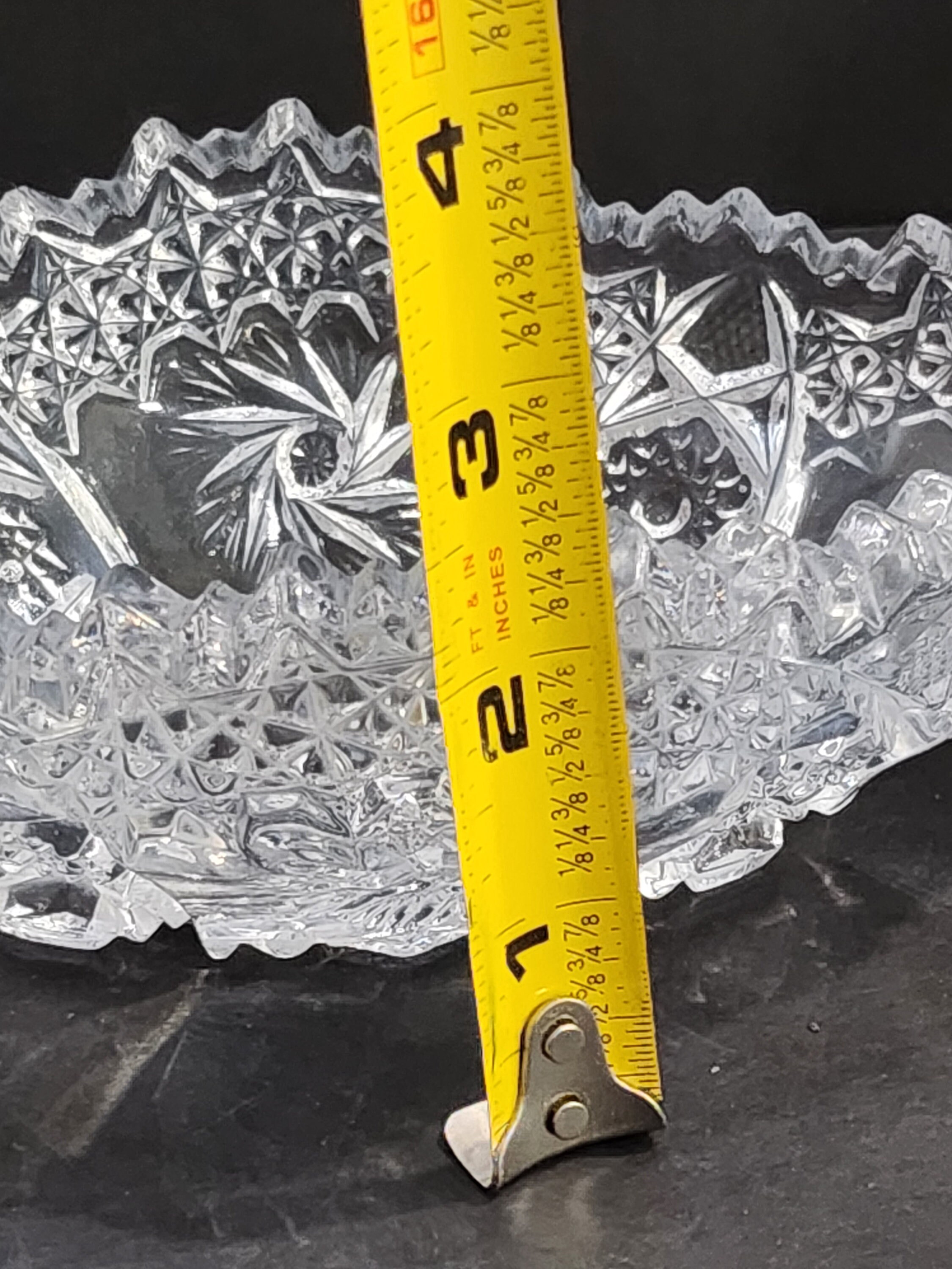 EAPG Oval Glass Bowl With Sawtooth Edge Intricate Cuts and Designs 7.5 ...
