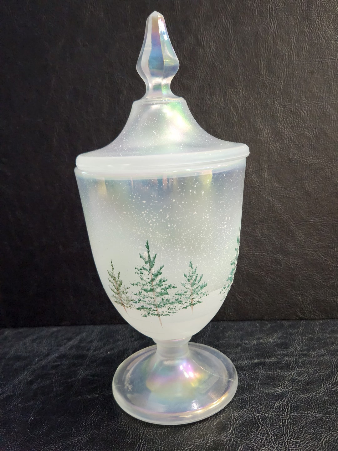 Signed Fenton Woodland Frost Cardinal Lidded Candy Dish - Etsy