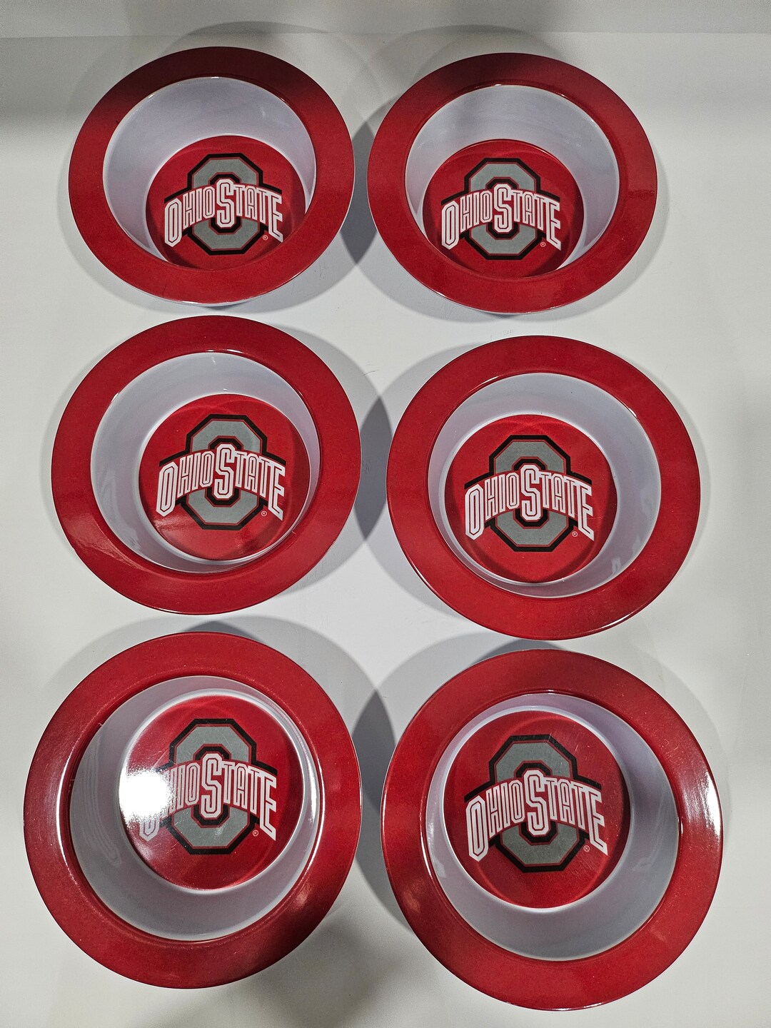 6 Ohio State Red Melamine Snack Party Sport Bowls Collegiate Label New ...
