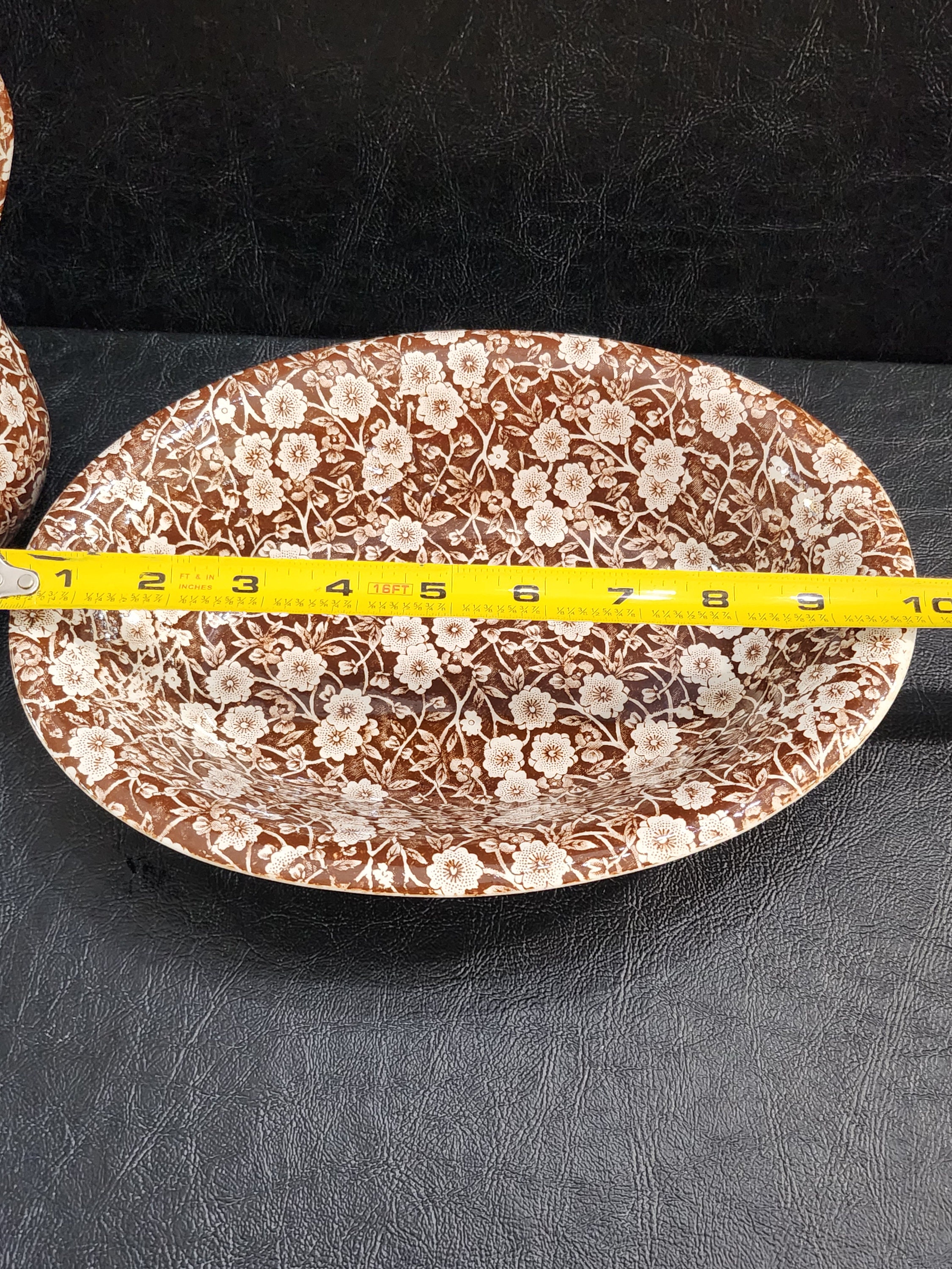 Rare: Staffordshire Brown Calico Pitcher and Oval Bowl Crownford China ...