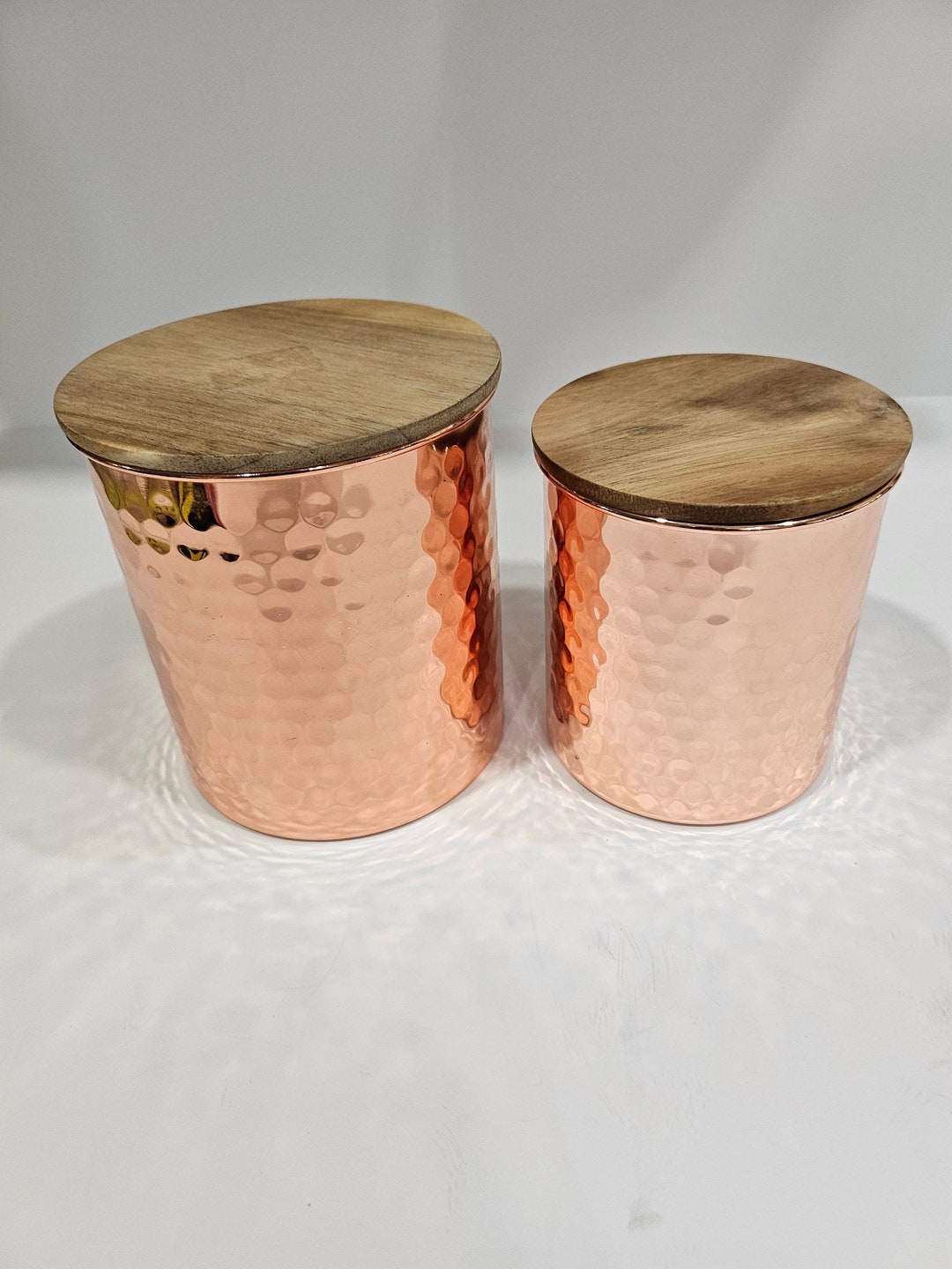 Uncommon James Hammered Copper Canister Two Piece Storage Set - Etsy