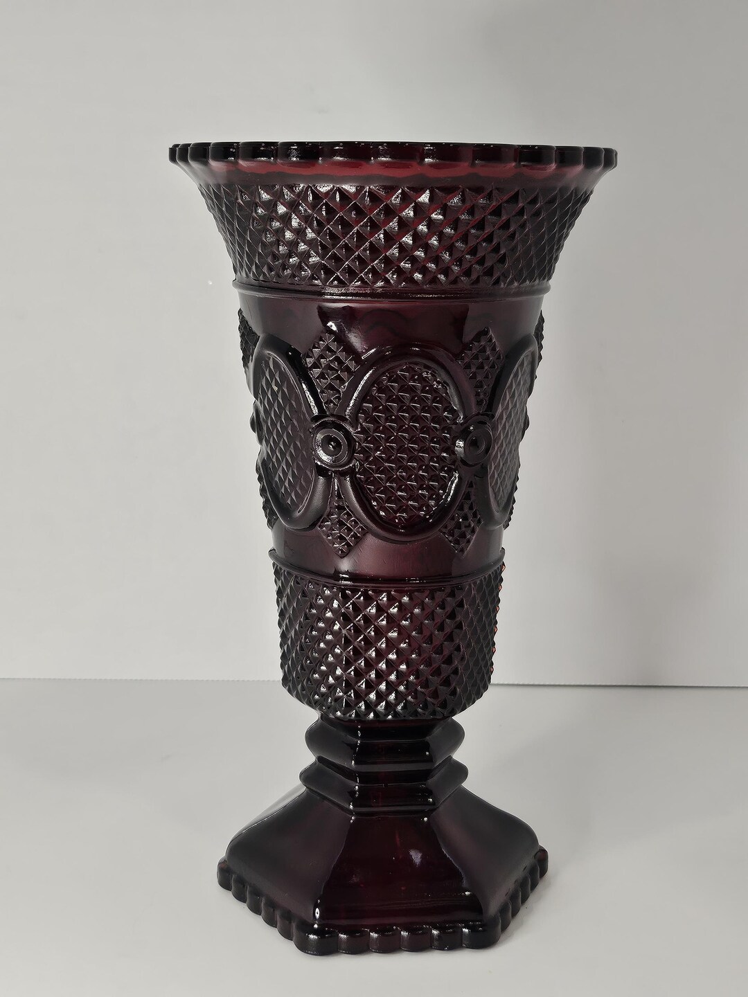 Vintage Cape Cod Ruby Red Pressed Glass Vase 8 by Avon - Etsy