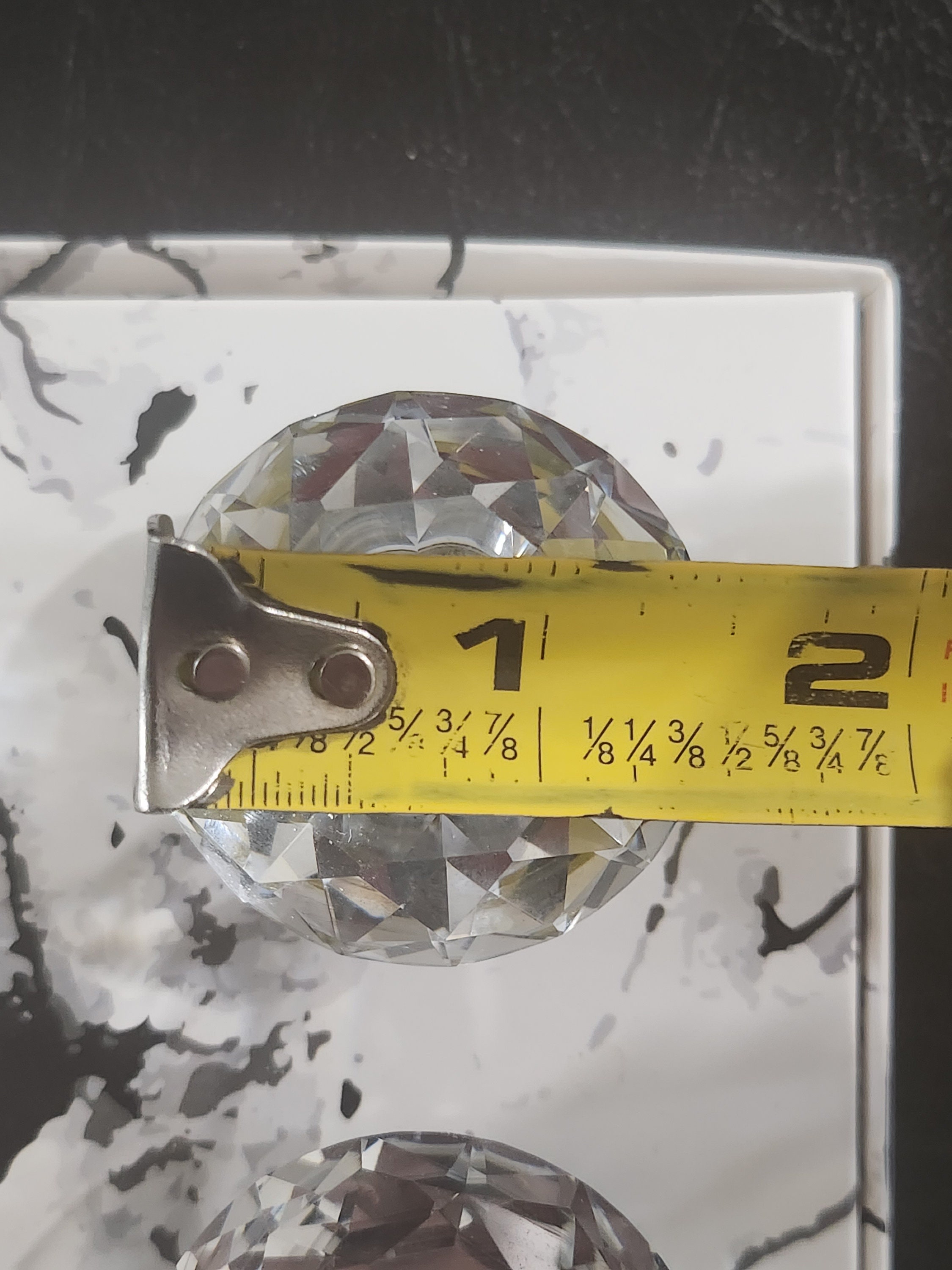 6 Cut Glass Diamond Shaped Crystal Prism Facets Knobs Pulls Door Drawer ...