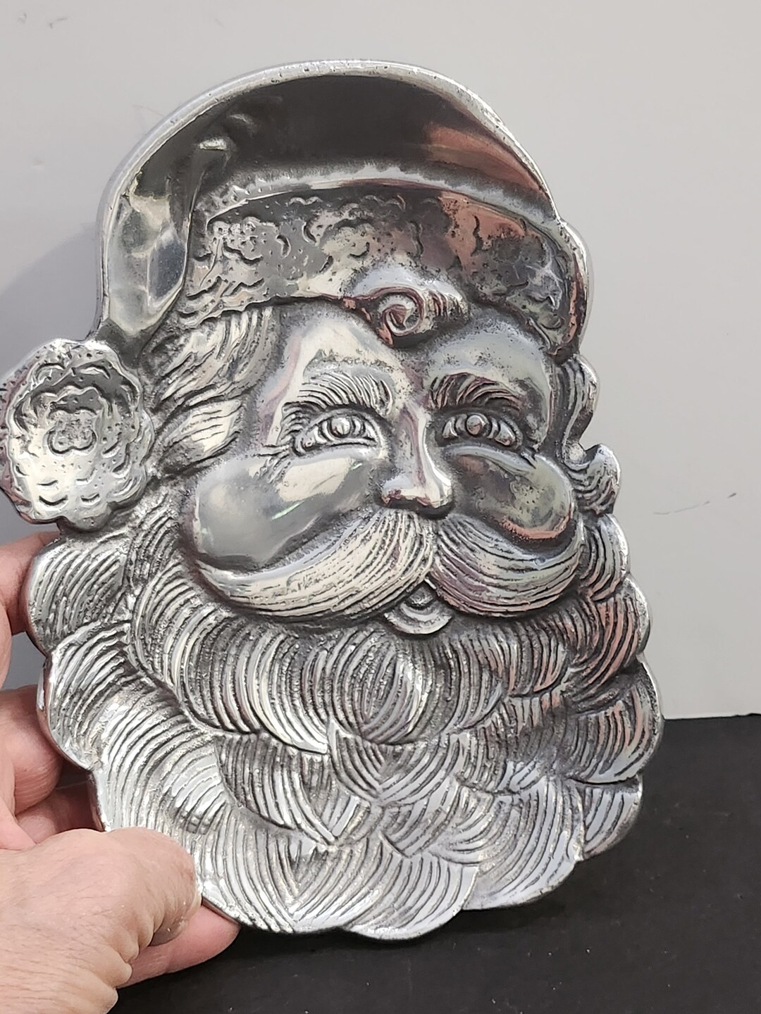 Silver Colored Metal Santa Claus Face Smiling Candy Dish Vintage 8 - Etsy