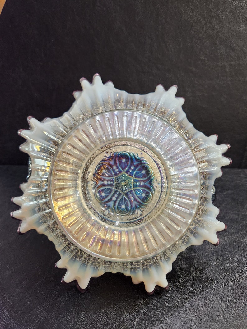 Fenton French Opalescent Cardinal Glass Plum Crest Basket - Etsy