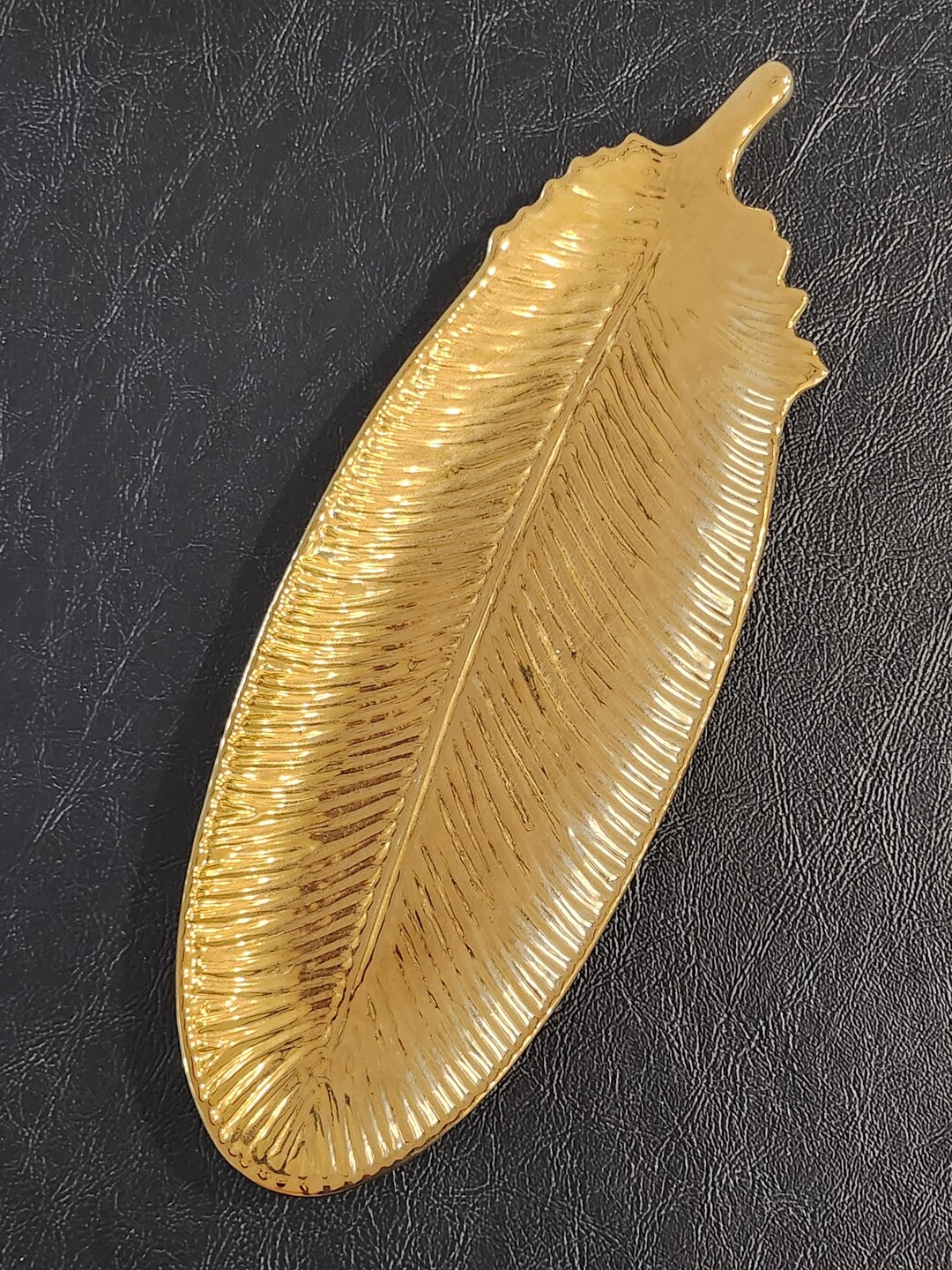 Gold Ceramic Feather Dish by Creative Co Op Home Decor - Etsy