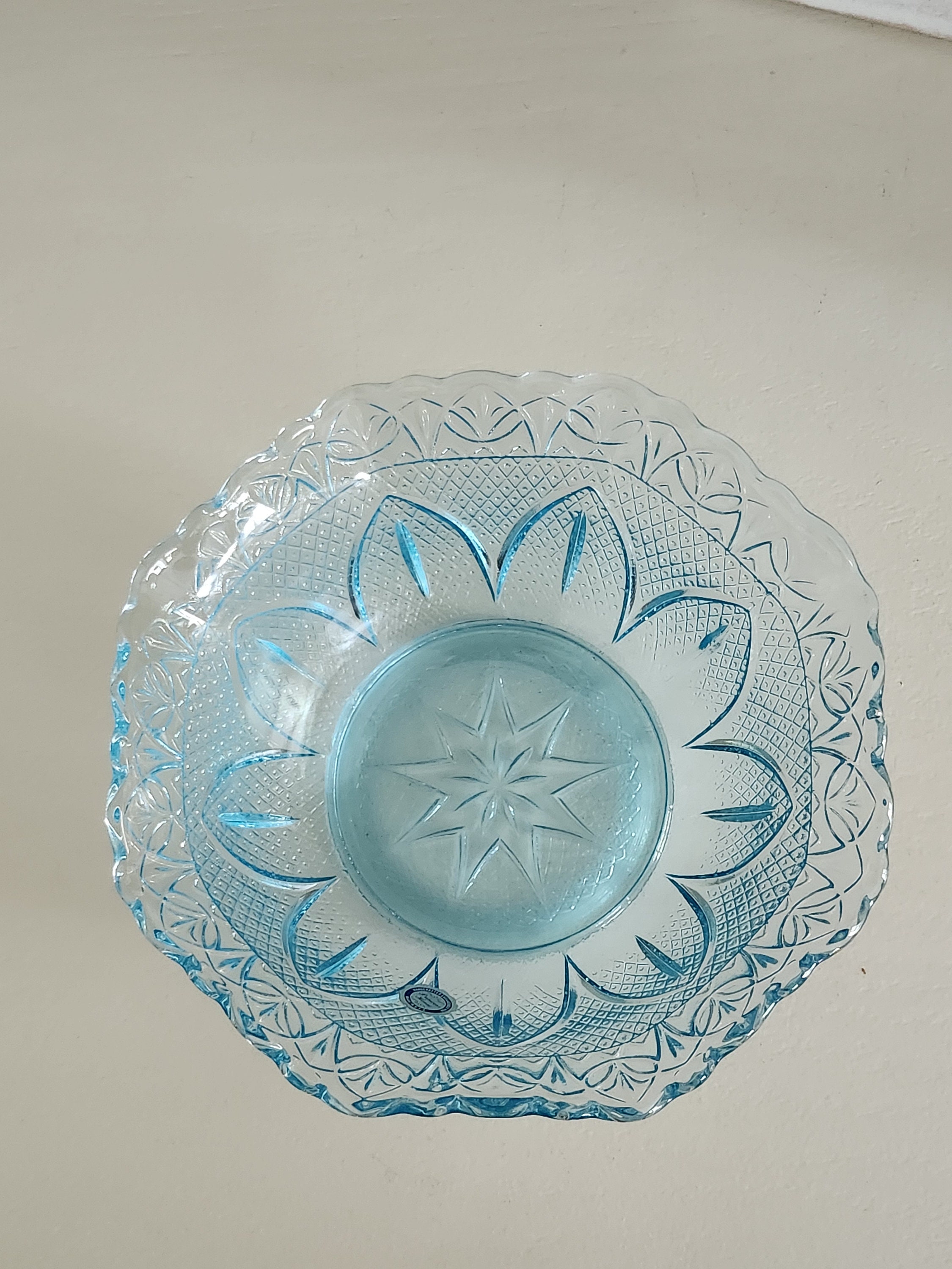 Vintage Princess House Capri Blue Glass Bowl Capri Pattern 7 Inch Size ...