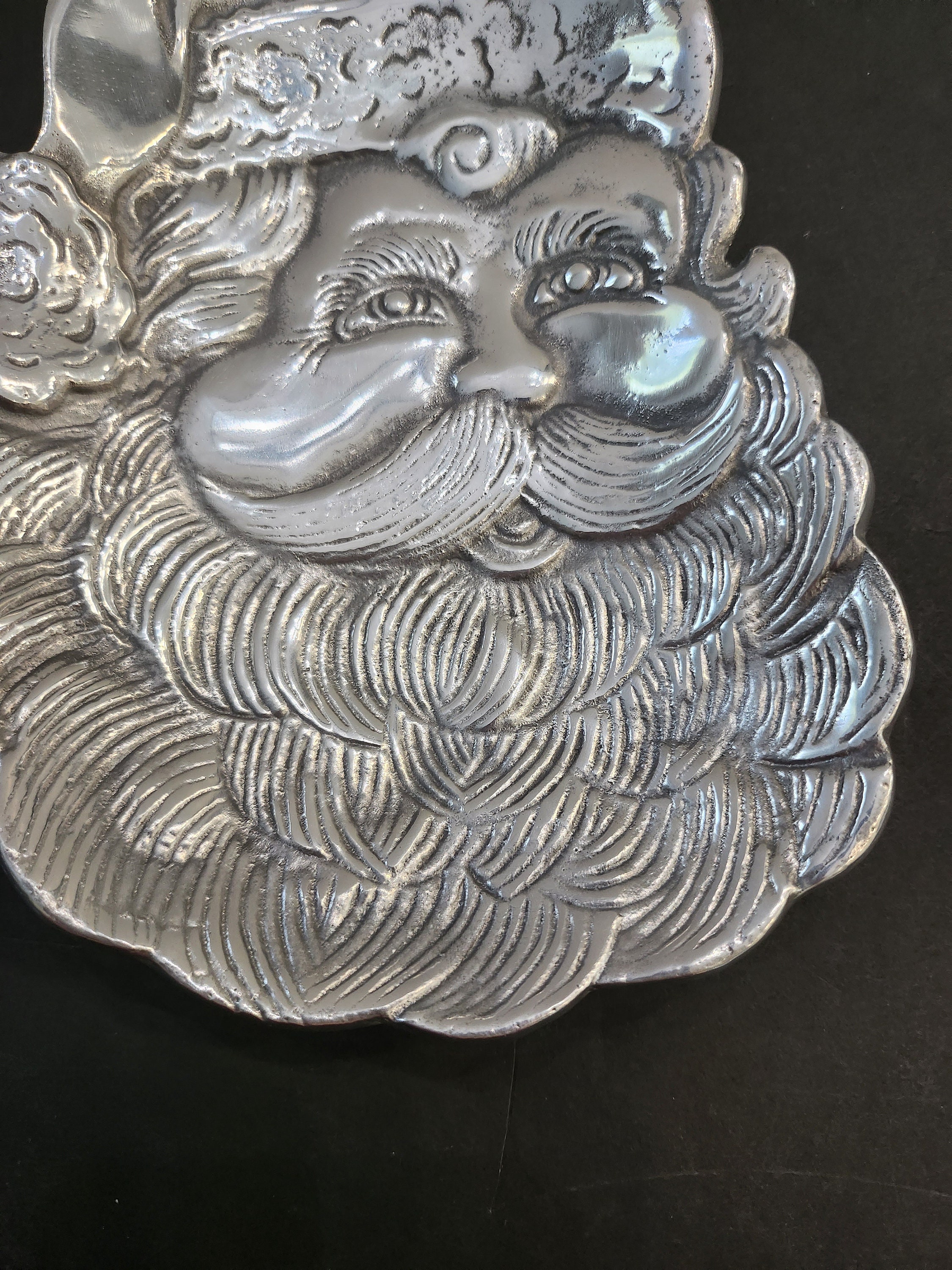 Silver Colored Metal Santa Claus Face Smiling Candy Dish Vintage 8 - Etsy