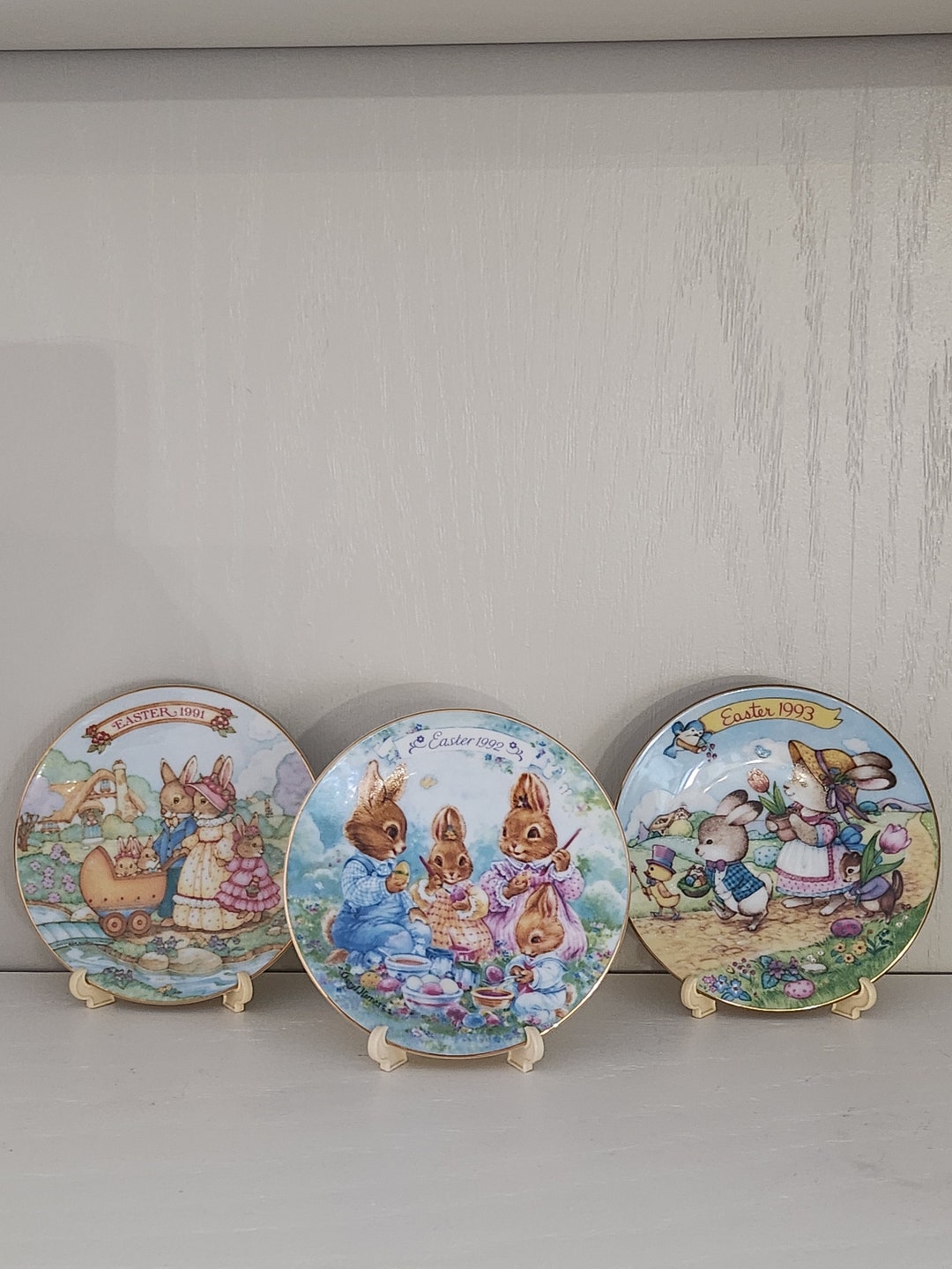 Vintage Set of 3 Avon Easter Plates With 22 Karat Gold Trim 1991-1993 ...