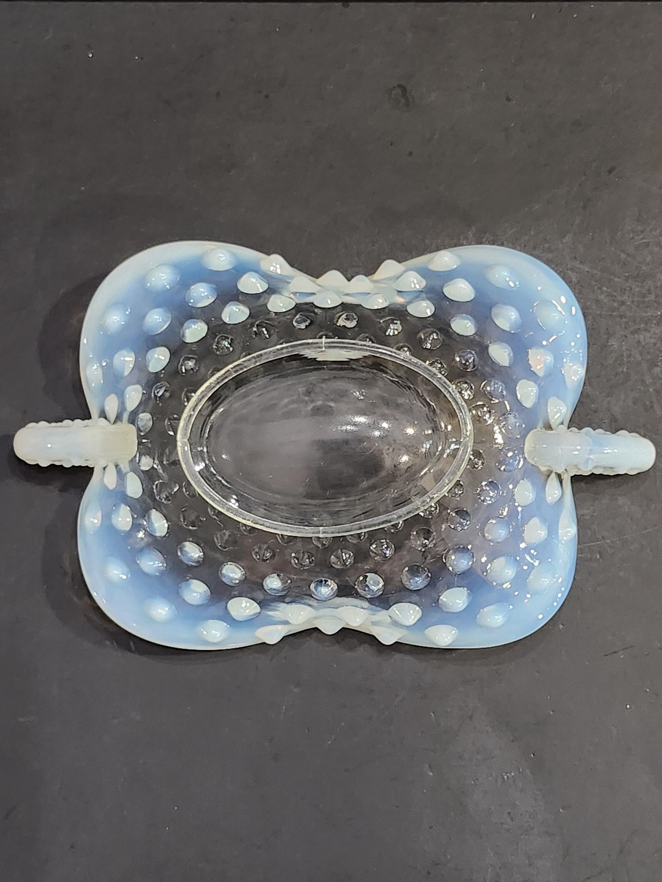 Vintage Fenton White Opalescent Moonstone Hobnail Trinket Bon Bon Dish ...