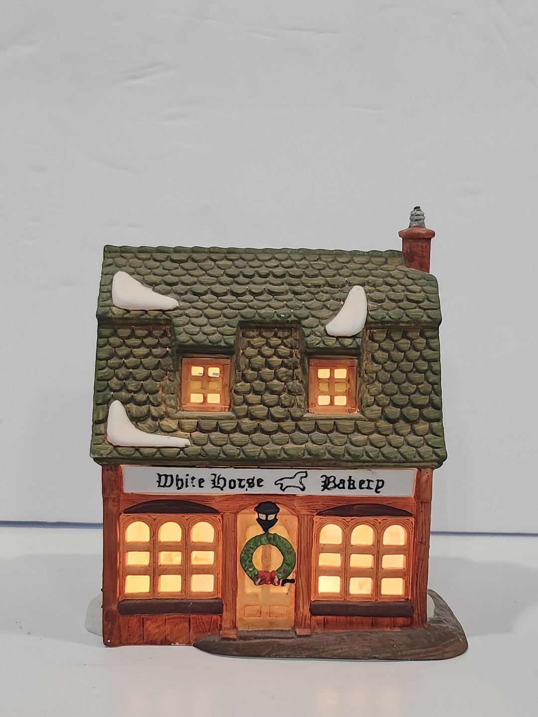 Vintage Rare 80s Department 56 White Horse Bakery Porcelain Lighted ...