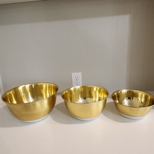 Gold Mixing Bowls - Etsy