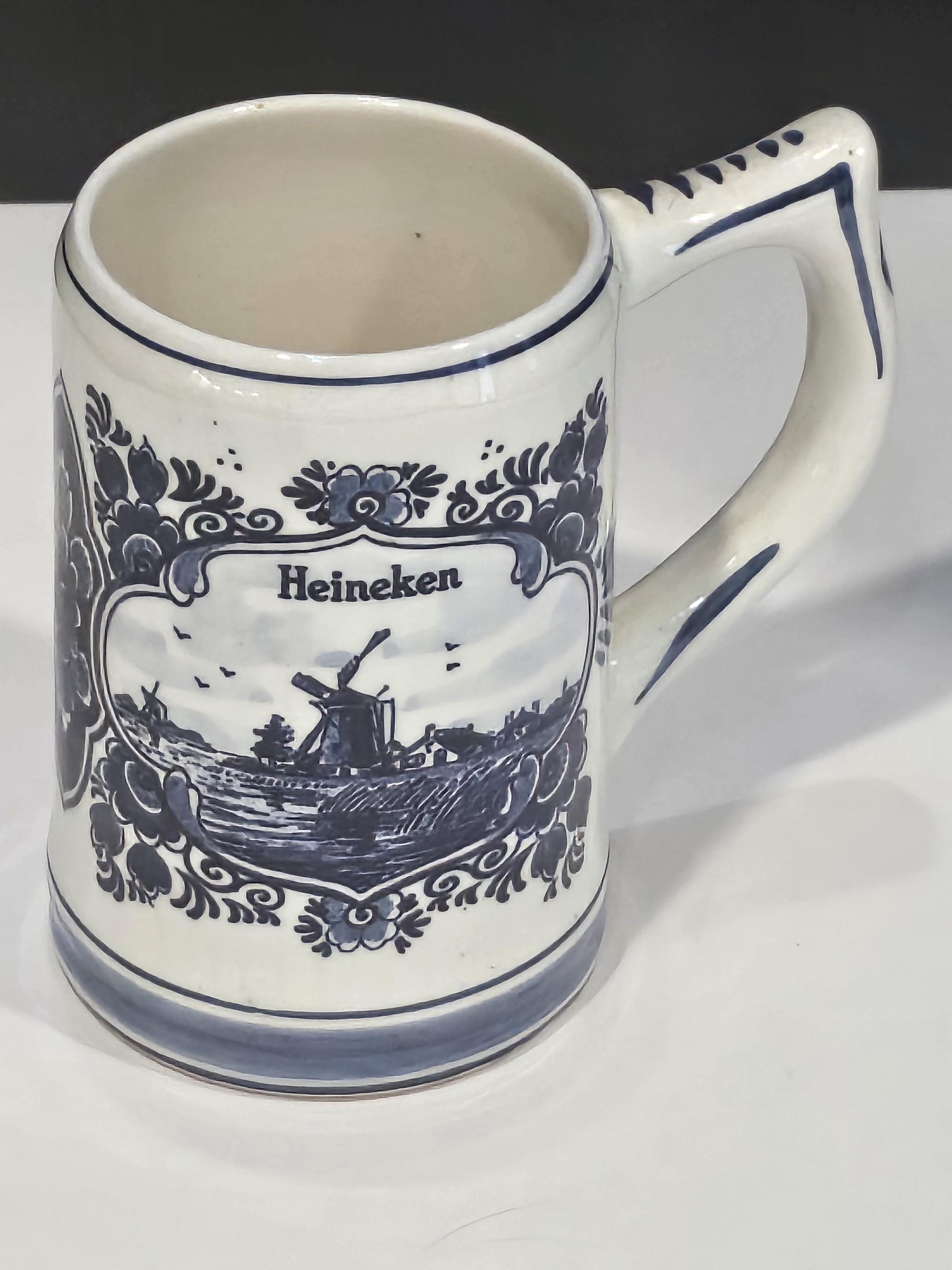 Genuine Heineken Delft Blue Holland Hand Painted Porcelain Beer Stein ...