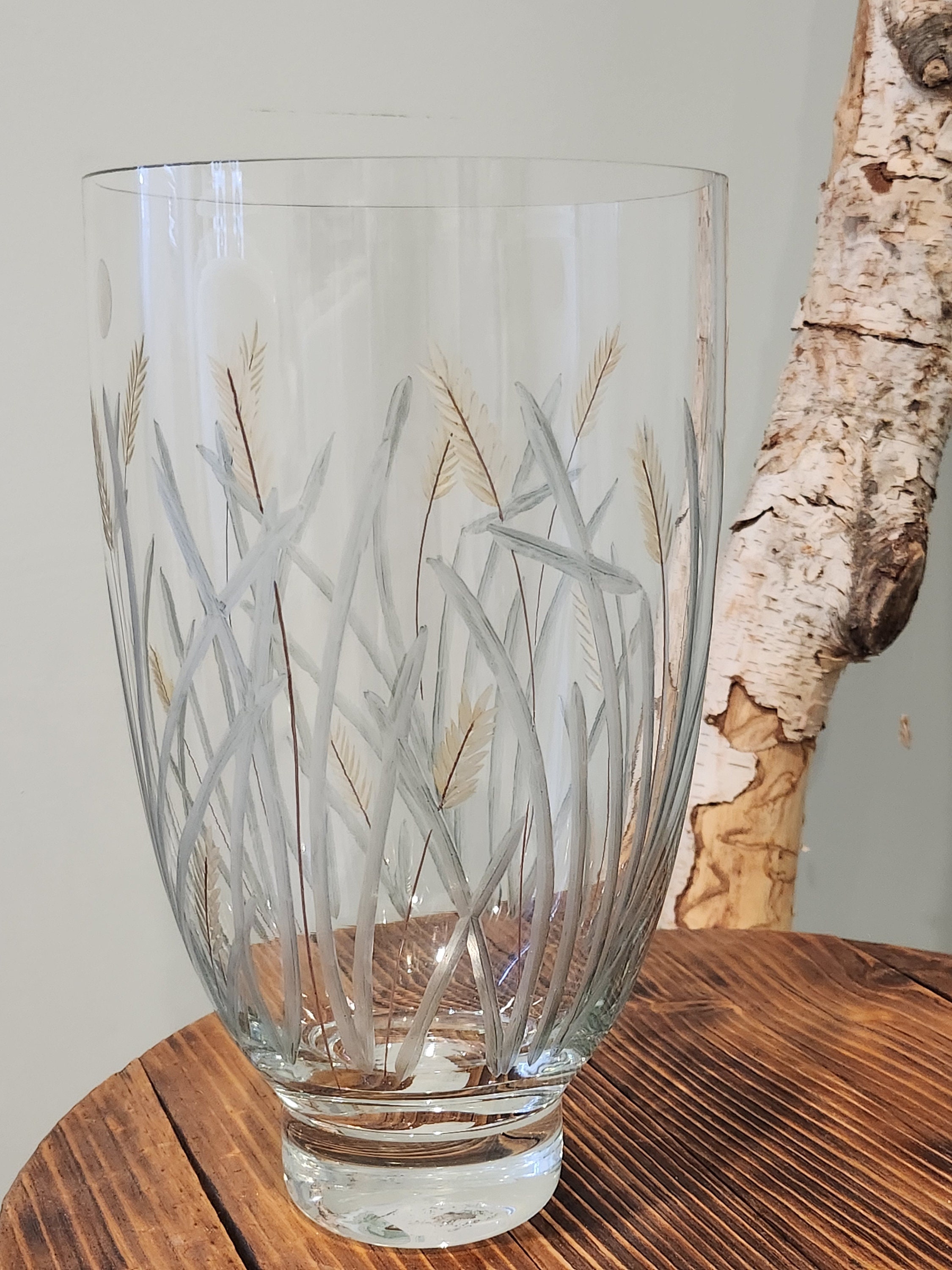 Vintage Romanian Crystal Wheat Shaft Vase Large Flower Bouquet - Etsy