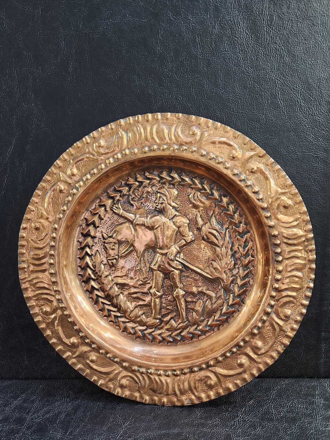 Embossed Spanish Conquistador and Horse Large Copper Plate - Etsy