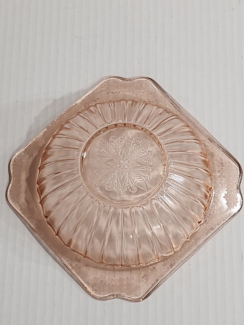 Rare 1930s Pink Depression Glass Square Serving Bowl Pattern by ...