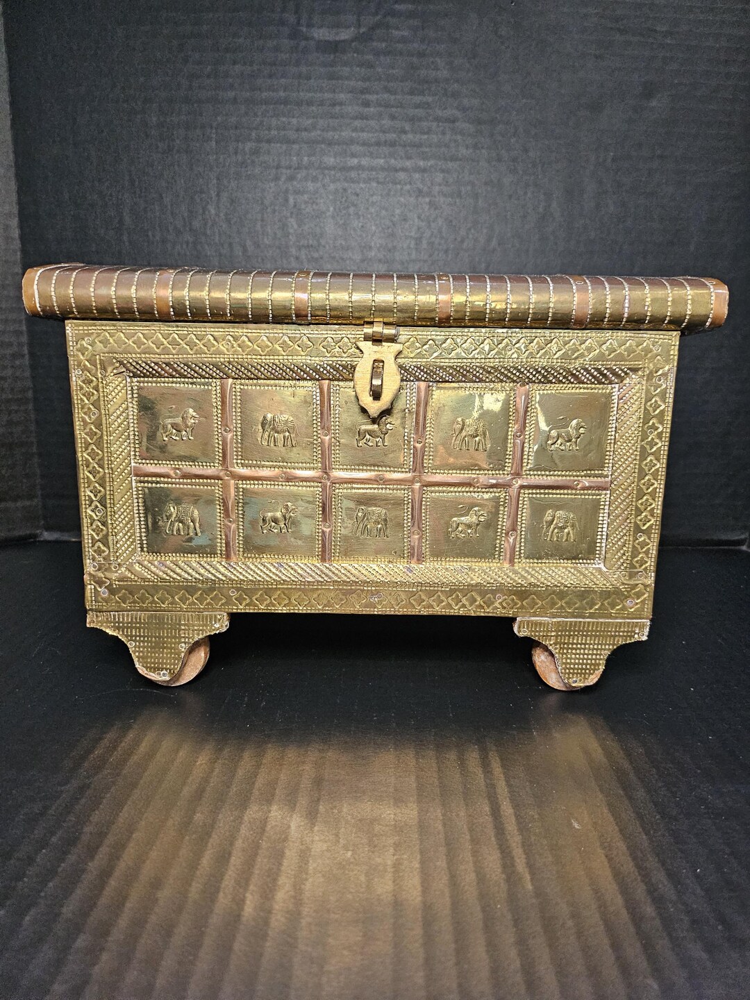 Vintage Handmade Copper and Brass Wooden Gypsy Wagon Jewelry Chest ...