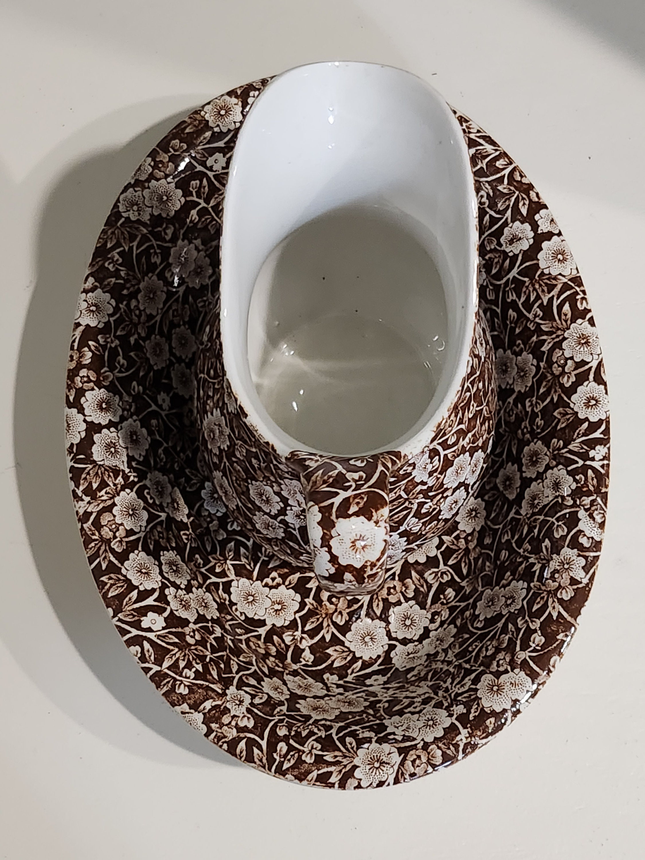 Rare: Staffordshire Brown Calico Pitcher and Oval Bowl Crownford China ...