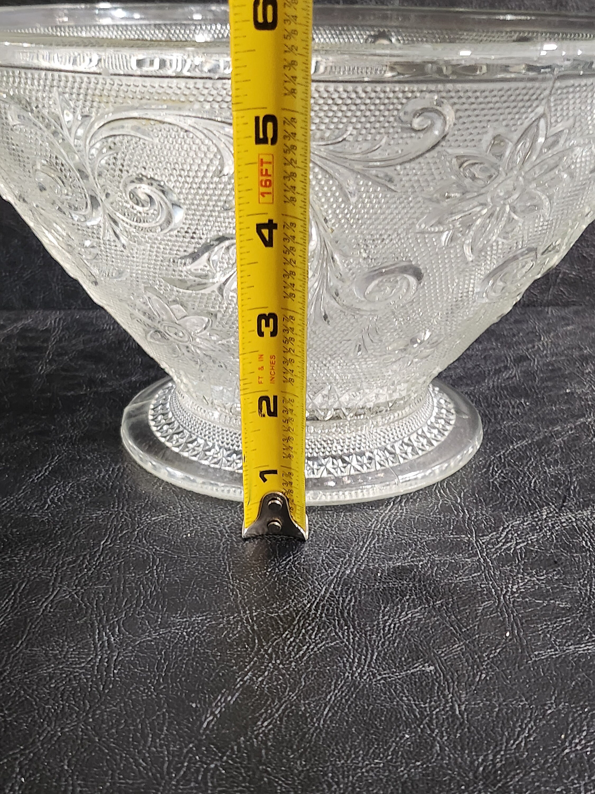 Early American Clear Sandwich Pattern Glass Round Pedestal Salad/ Fruit ...
