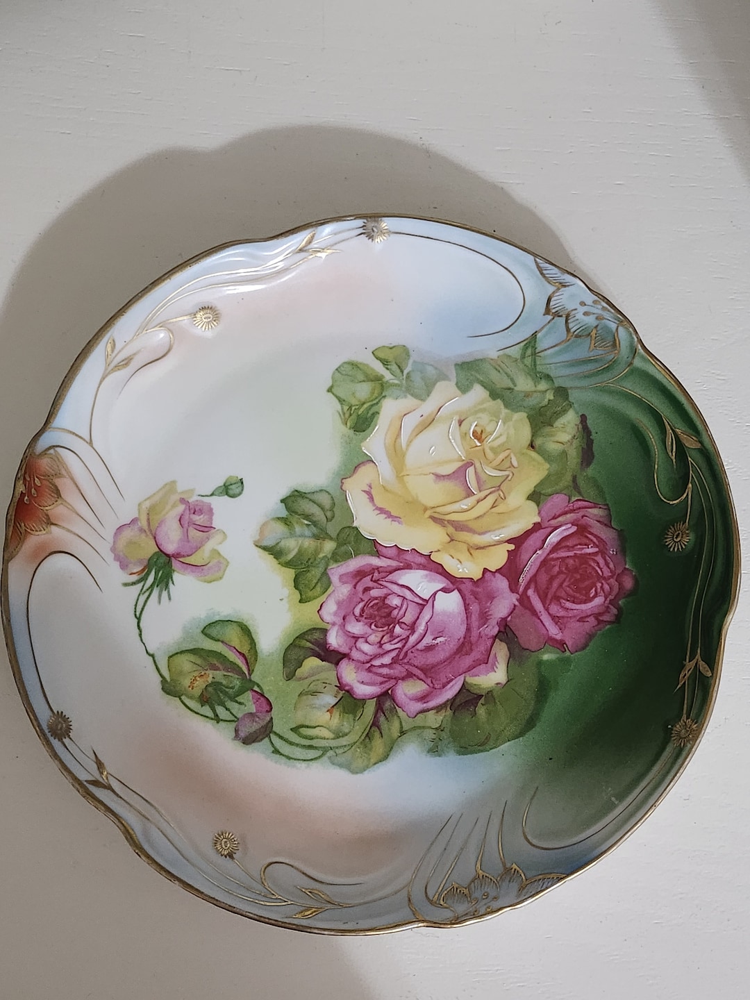 Antique PM Bavaria Decorated Large Plate Porcelain Moschendorf ...