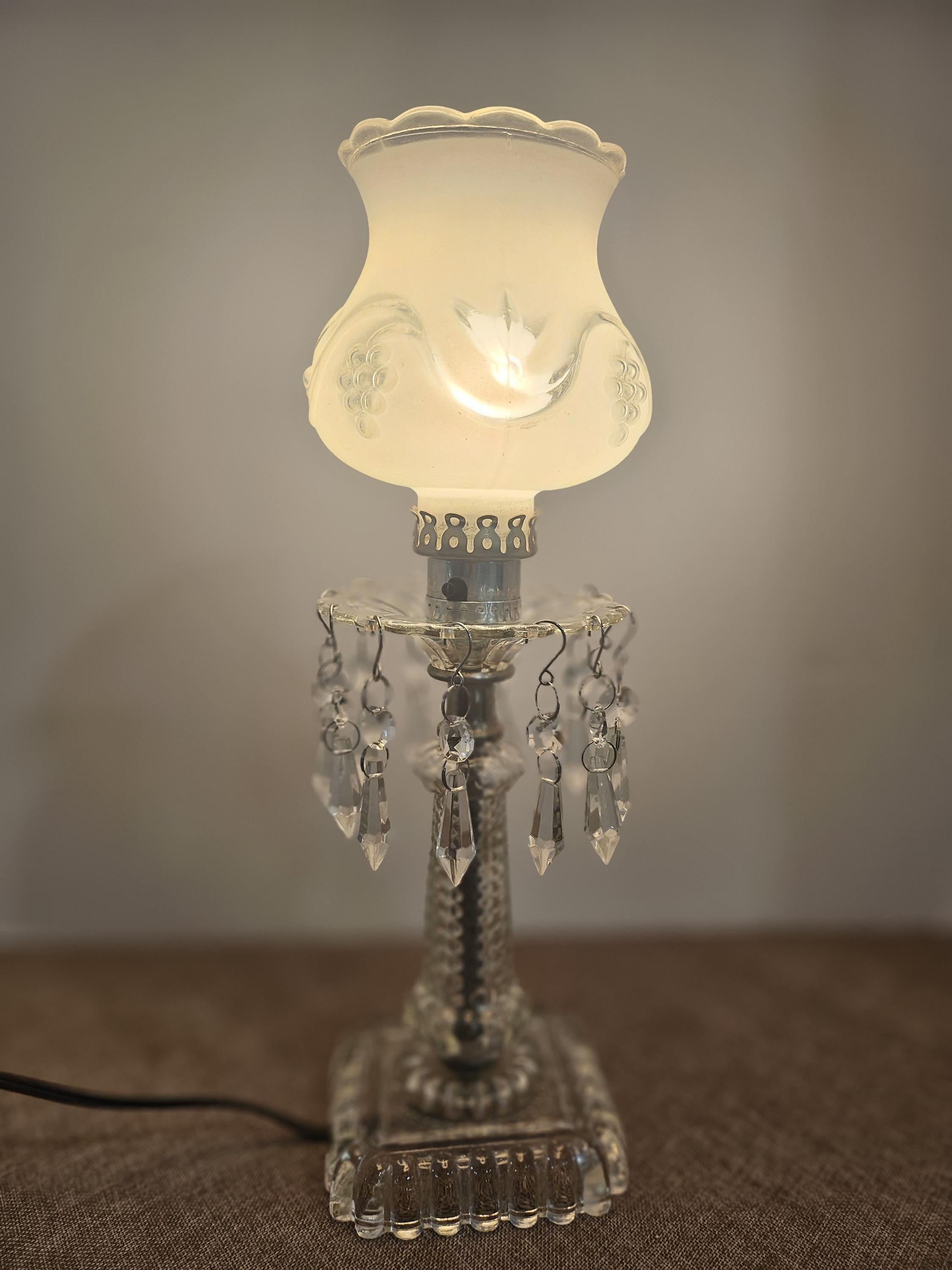 Vintage Glass Boudoir Parlor Lamp Acrylic Prism Frosted Shade - Etsy