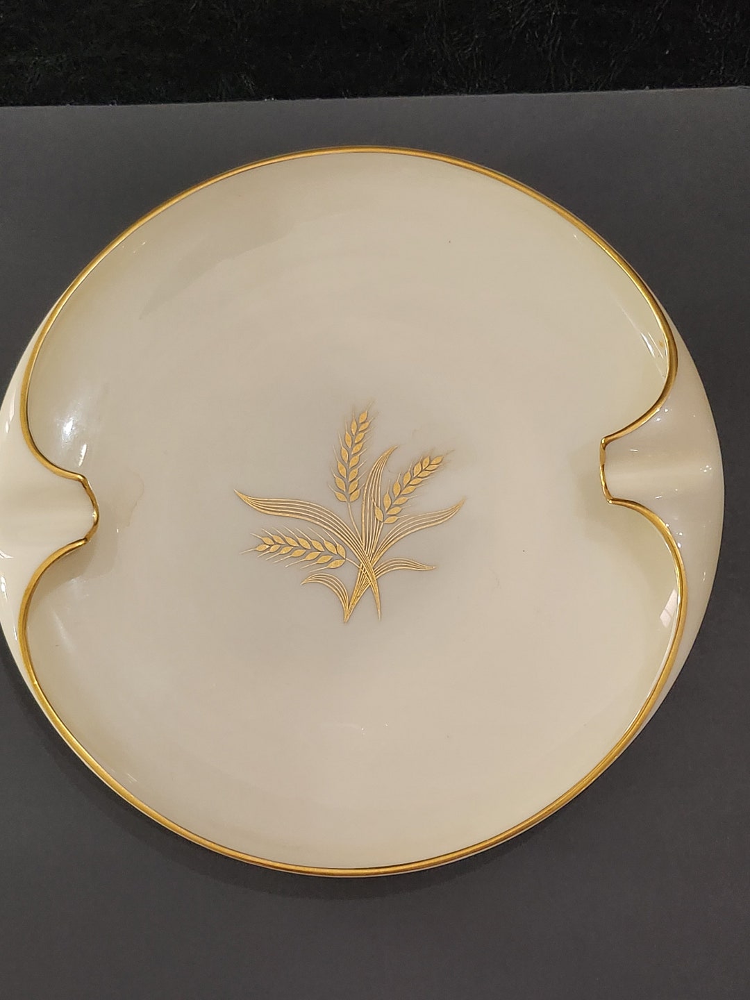 Vintage Lenox Harvest Wheat Pattern Ashtray off White With Gold Trim Ivory Round - Etsy