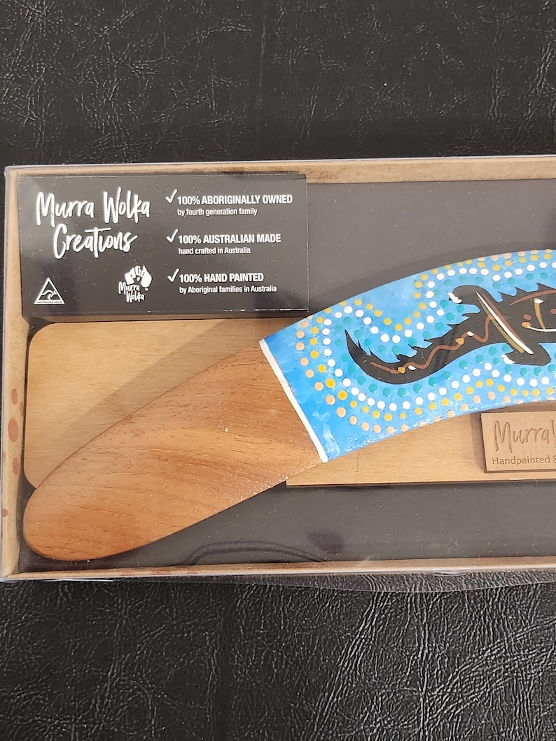 Aboriginal Boomerang Dot Art With Stand Australian Murra Wolk Creations ...