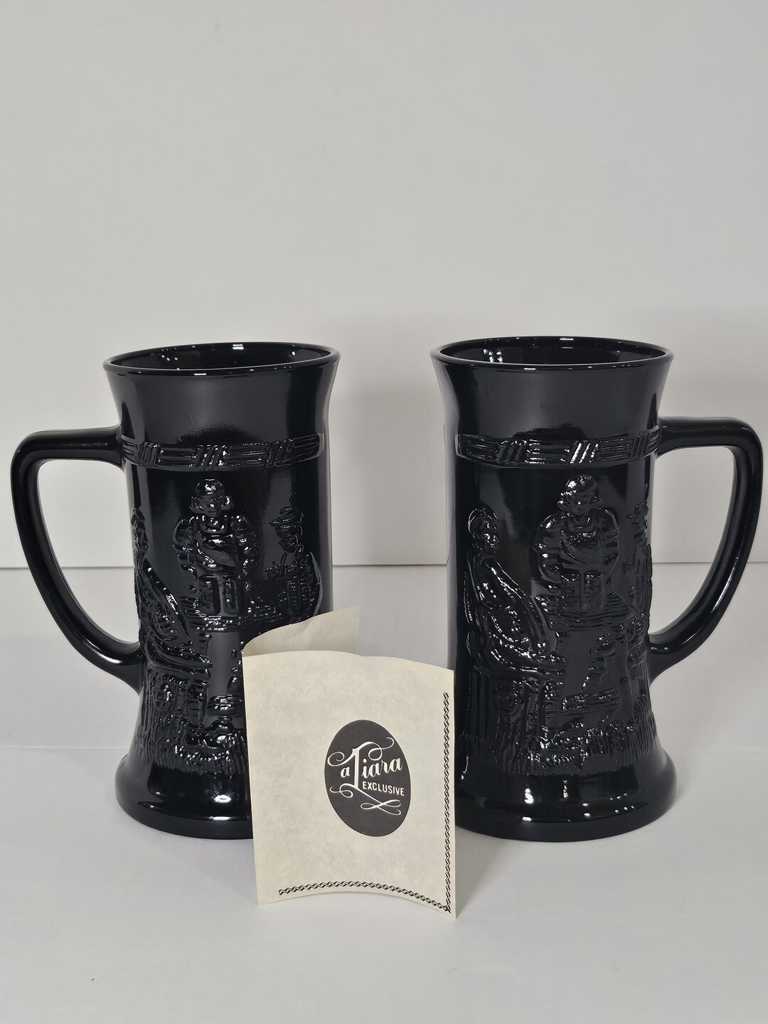 Vintage Tiara by Indiana Glass Black Amethyst Glass Tavern Mugs Set of ...