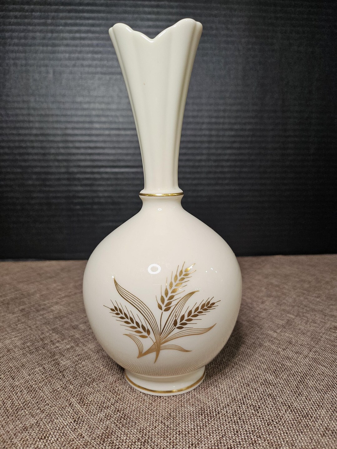Vintage Lenox China Wheat Pattern 8" Vase Ivory Bulb 24 Karat Gold Trim - Etsy