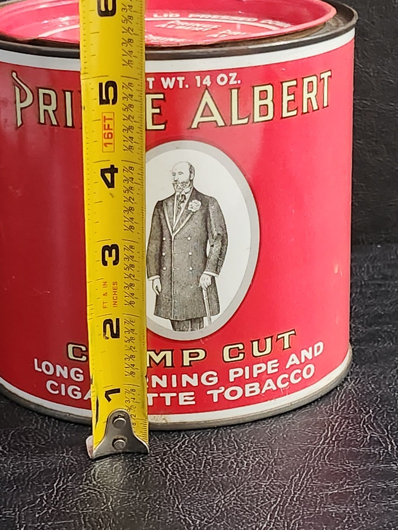Rare Vintage Red Prince Albert Tobacco Tin 14 Ounce Tobacco Can Round ...