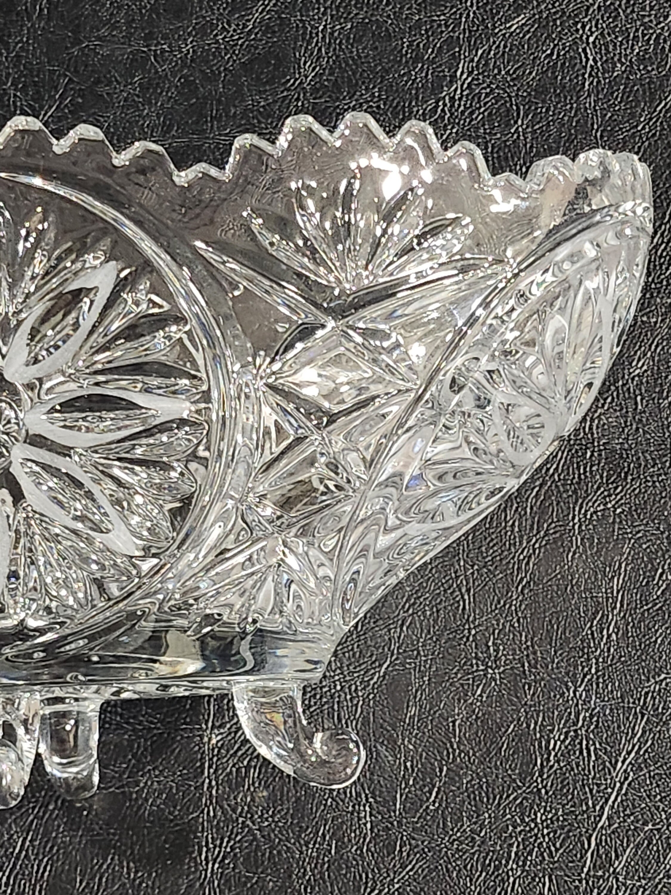 Beautiful Footed and Etched Crystal Oblong Bowl Floral Pattern - Etsy