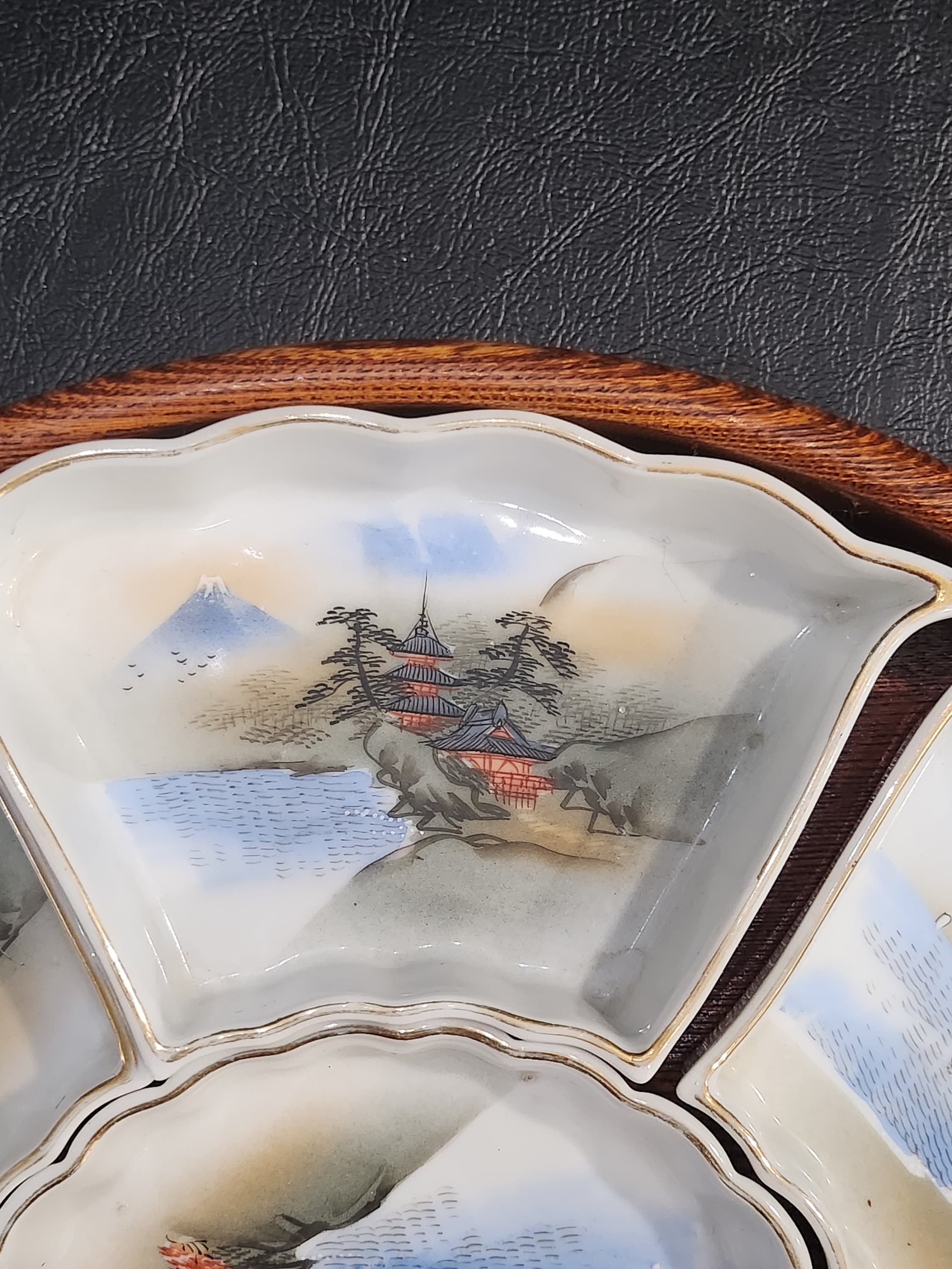 Vintage Oriental Hand Painted Sweet Meat Tray in Wood Holder - Etsy