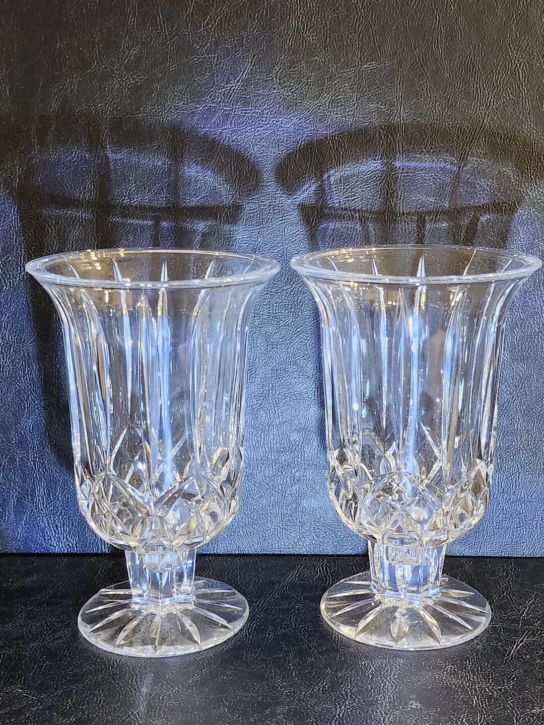 St George Crystal Candle Goblets USA 24% Lead Crystal Deplomo Hurricane ...