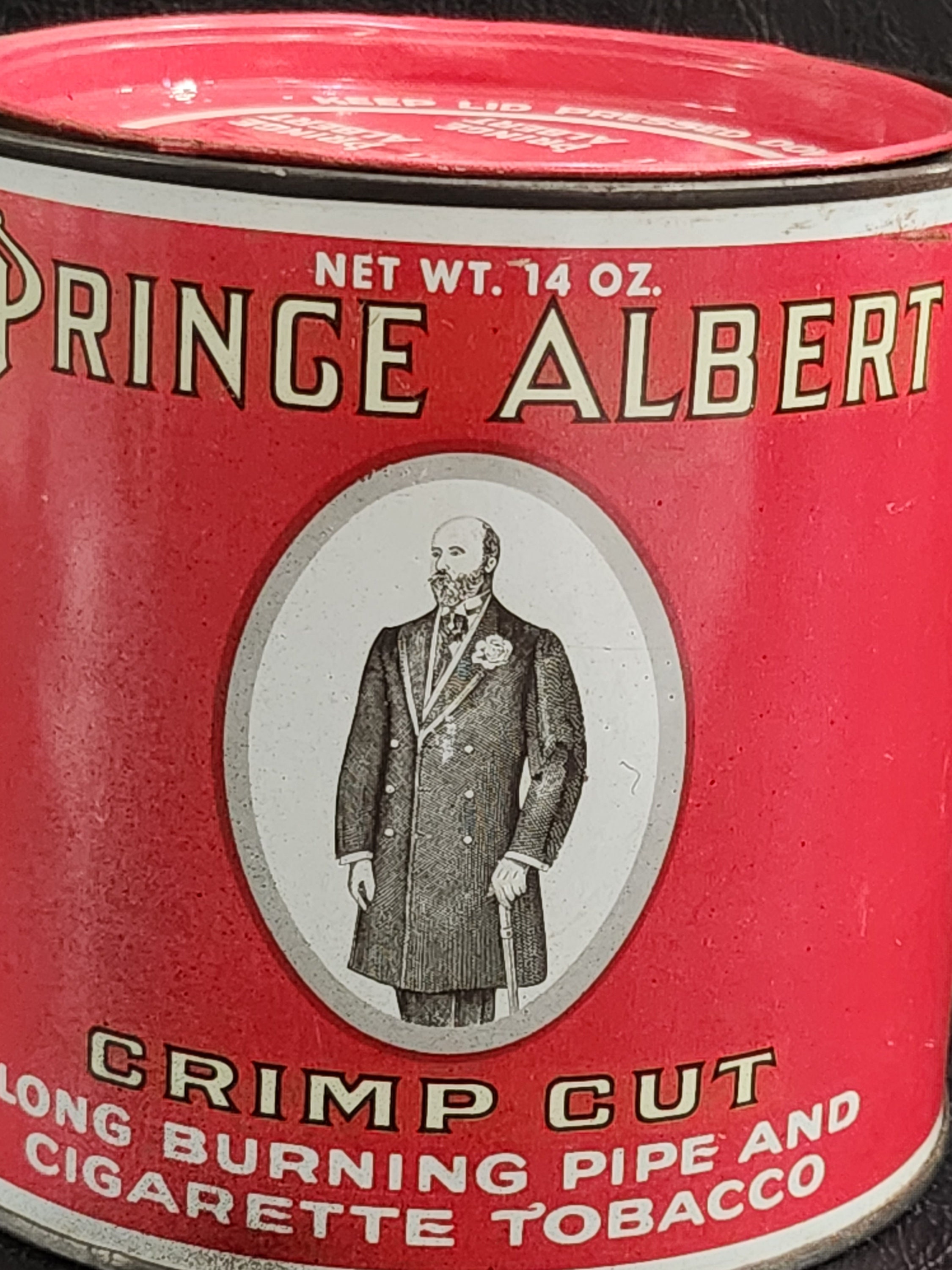 Rare Vintage Red Prince Albert Tobacco Tin 14 Ounce Tobacco Can Round ...
