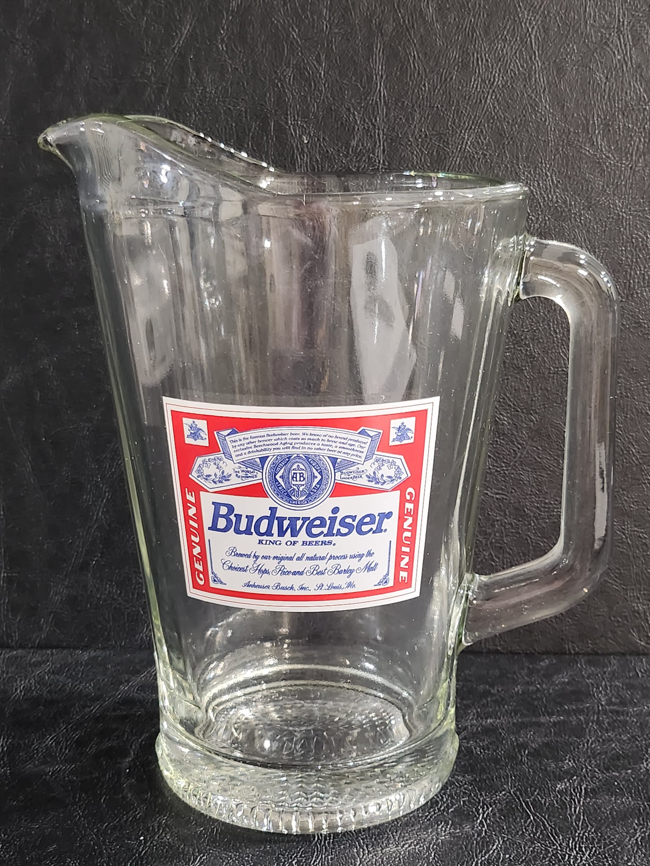 Vintage Heavy Glass Budweiser Beer Pitcher Red White Blue Bud - Etsy