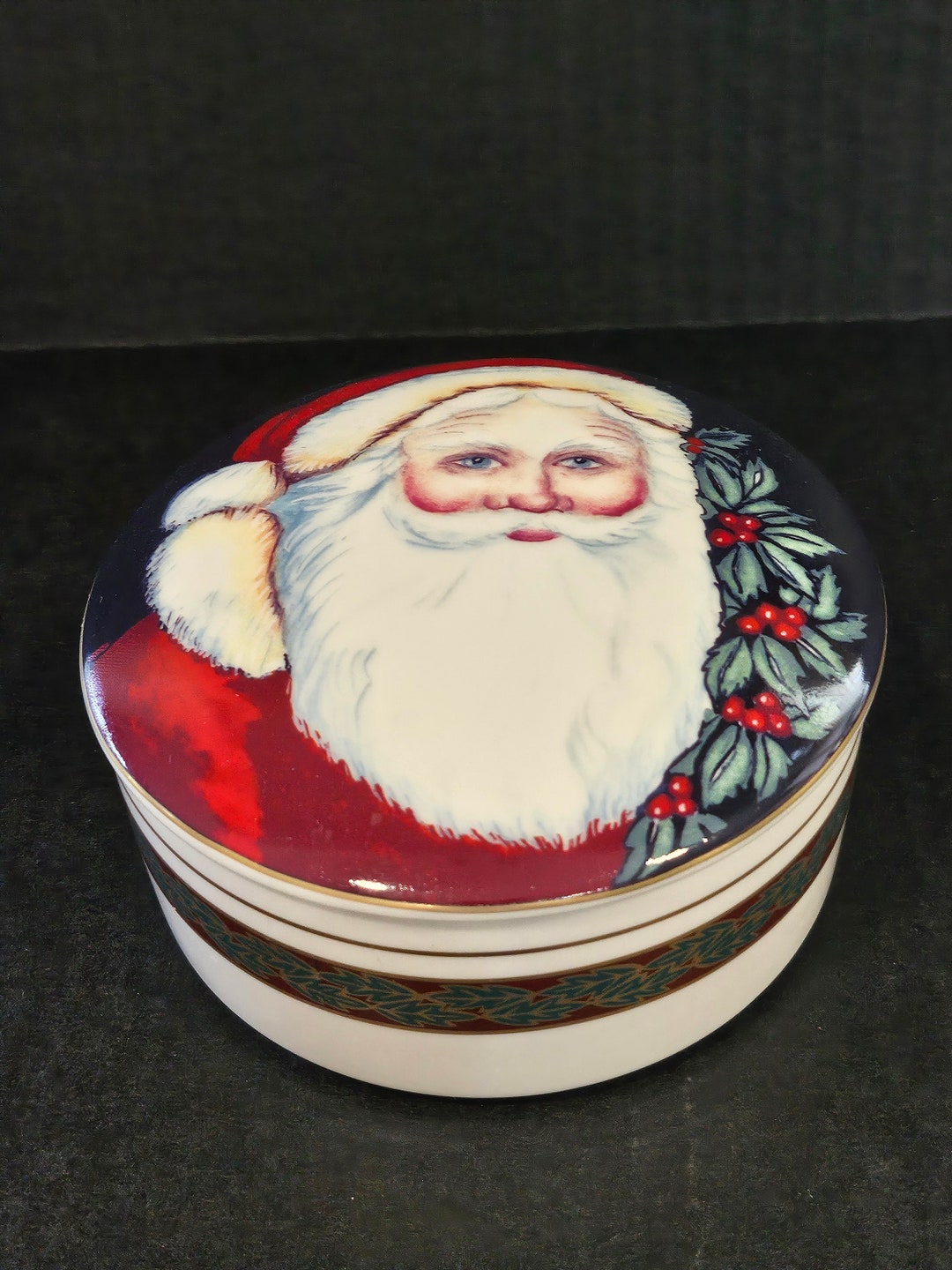Mikasa Round Porcelain Santa Lidded Trinket Box Christmas Decor - Etsy