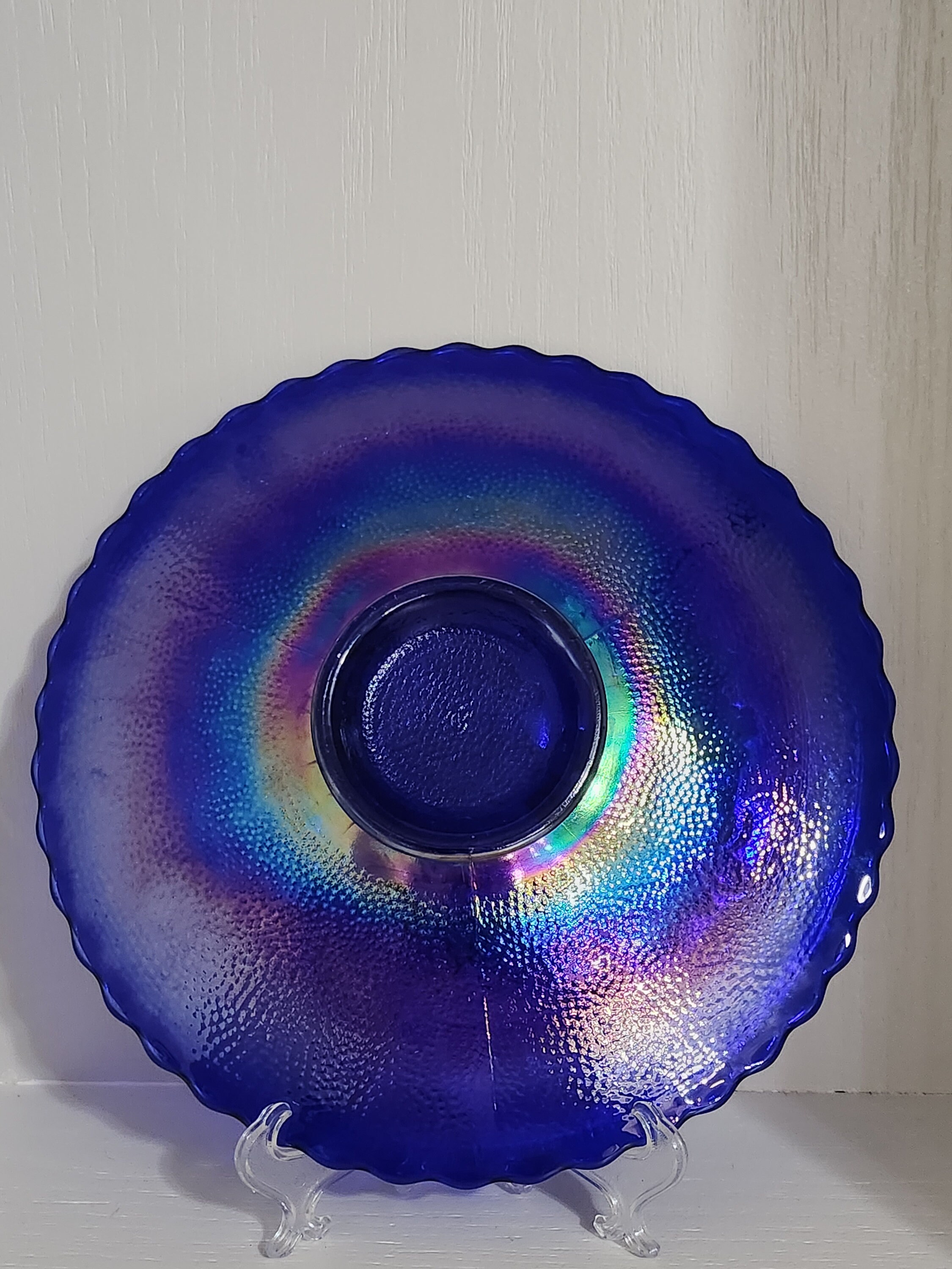 Vintage Imperial Glass, Cobalt Blue Carnival Glass Windmill Plate - Etsy