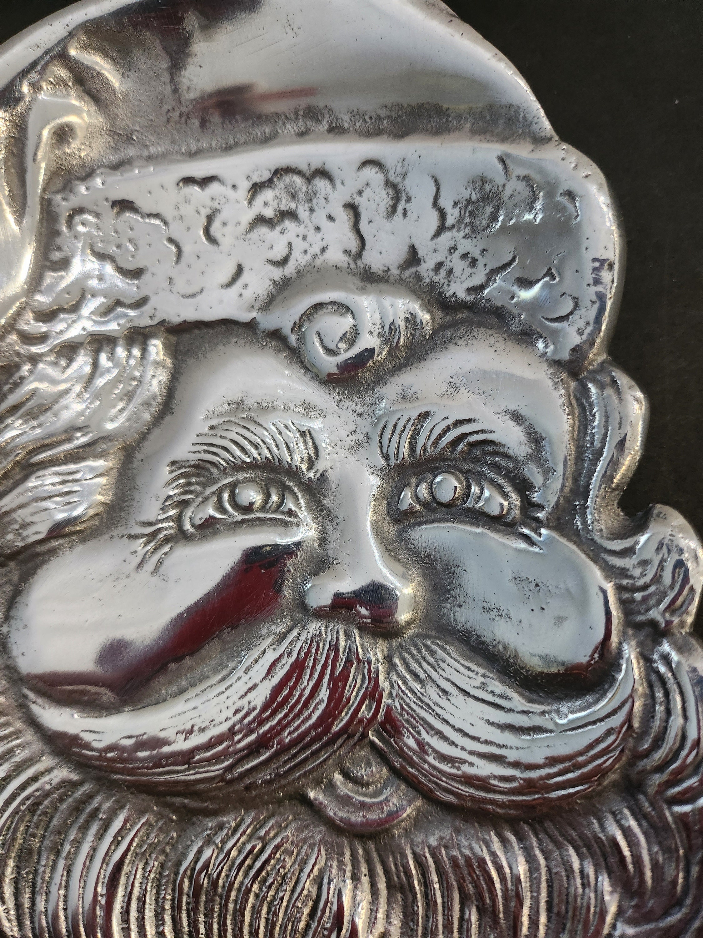 Silver Colored Metal Santa Claus Face Smiling Candy Dish Vintage 8 - Etsy
