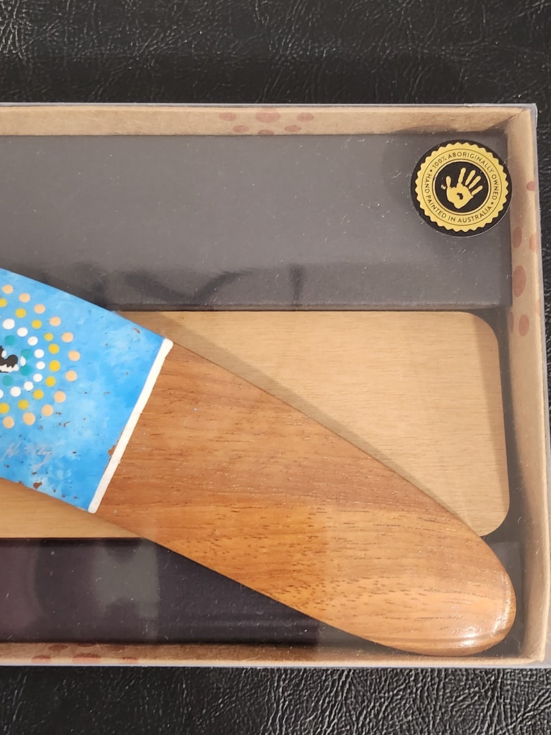 Aboriginal Boomerang Dot Art With Stand Australian Murra Wolk Creations ...