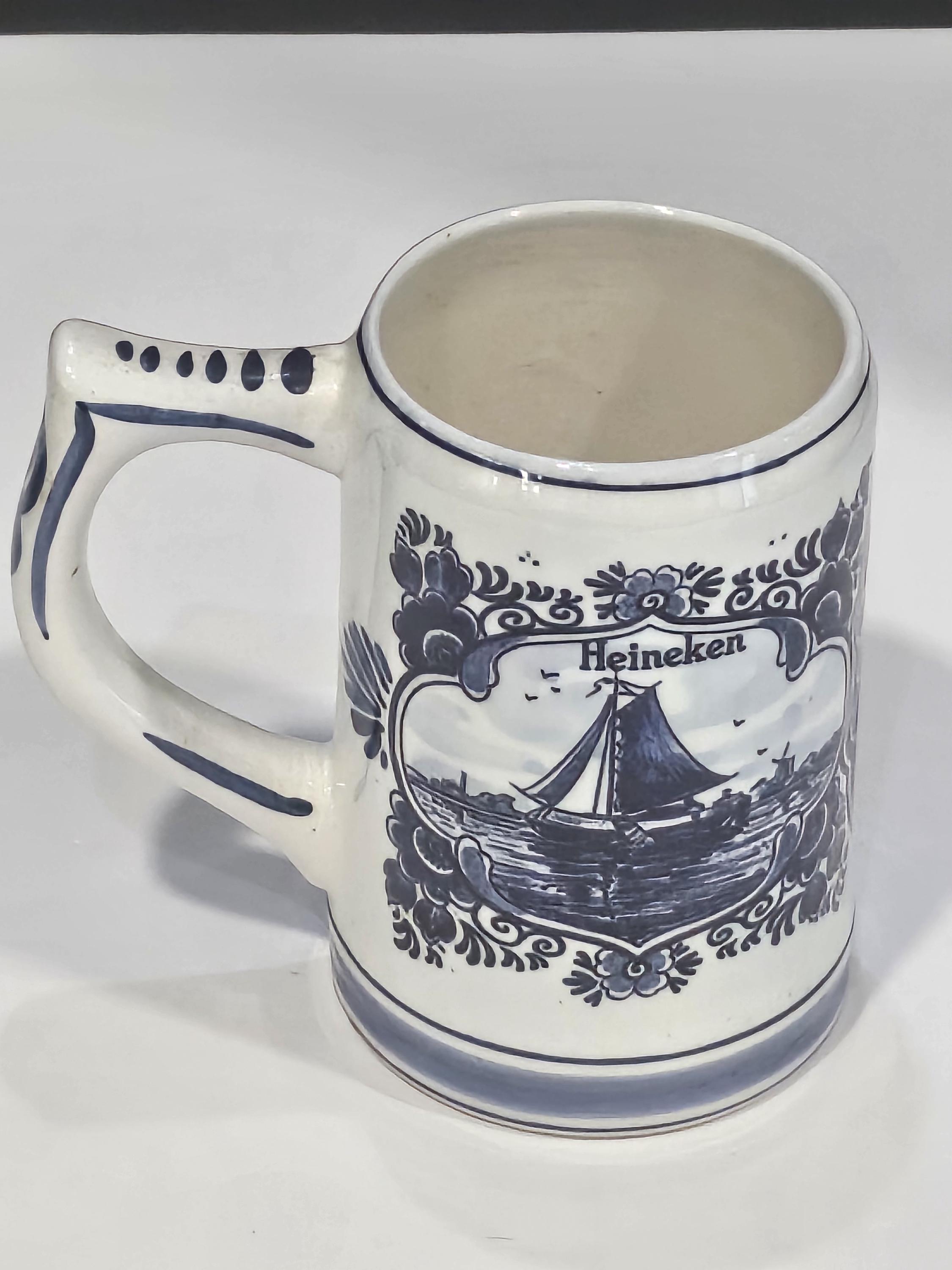 Genuine Heineken Delft Blue Holland Hand Painted Porcelain Beer Stein ...