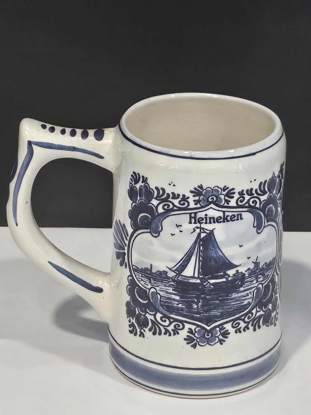 Genuine Heineken Delft Blue Holland Hand Painted Porcelain Beer Stein ...