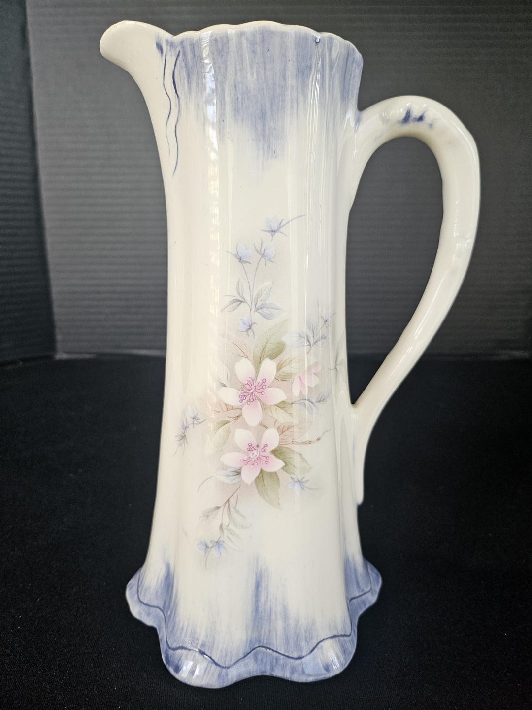 Vintage Cramer Mold Handmade Art Pottery Pitcher Vase Transferware 9.5 ...