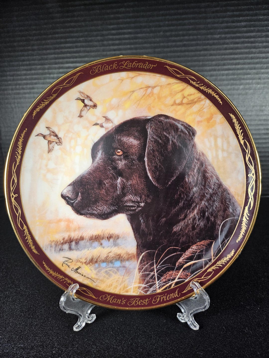 Black Labrador Porcelain Plate: Royal Doulton Franklin Mint Collector's ...