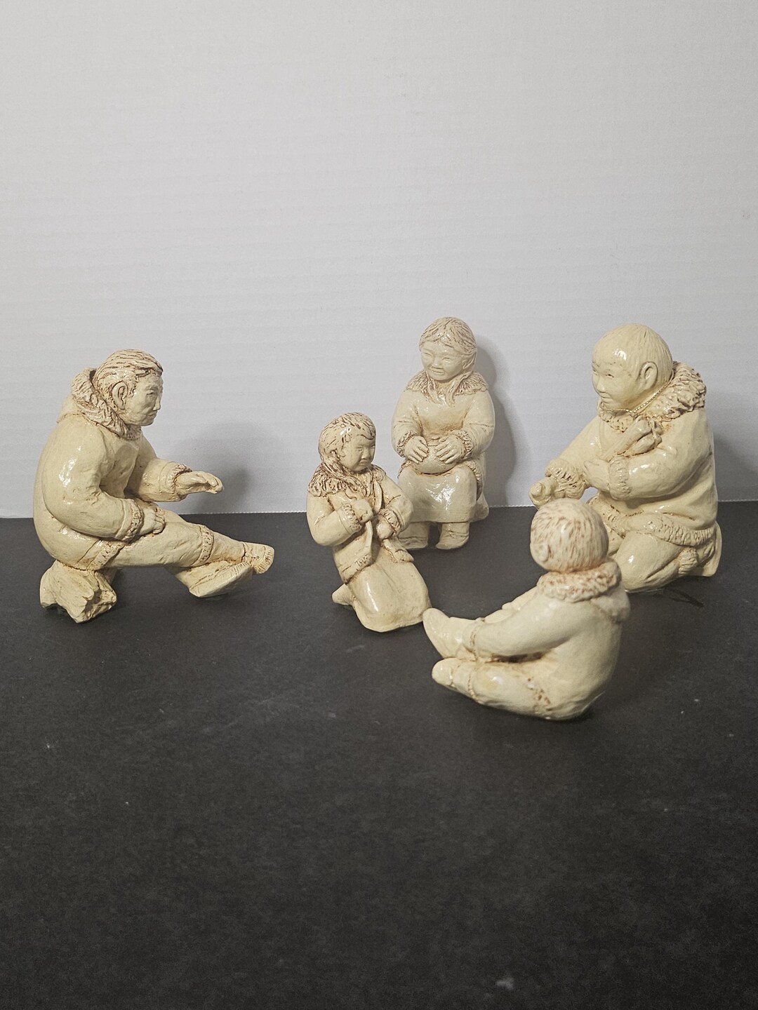 Vintage 5 Piece Eskimo Figures by Golya'b of the Ootek Family in ...