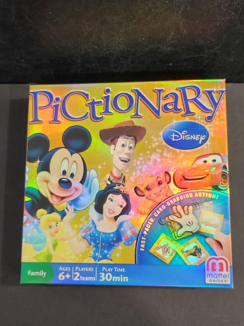 Disney Pictionary Family Board Game by Mattel Collectible Pieces All ...